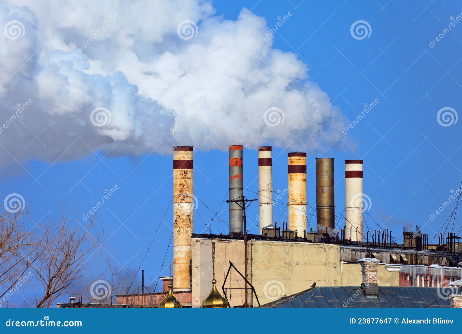 Large Factory with Smoking Chimneys Stock Image - Image of atmosphere ...