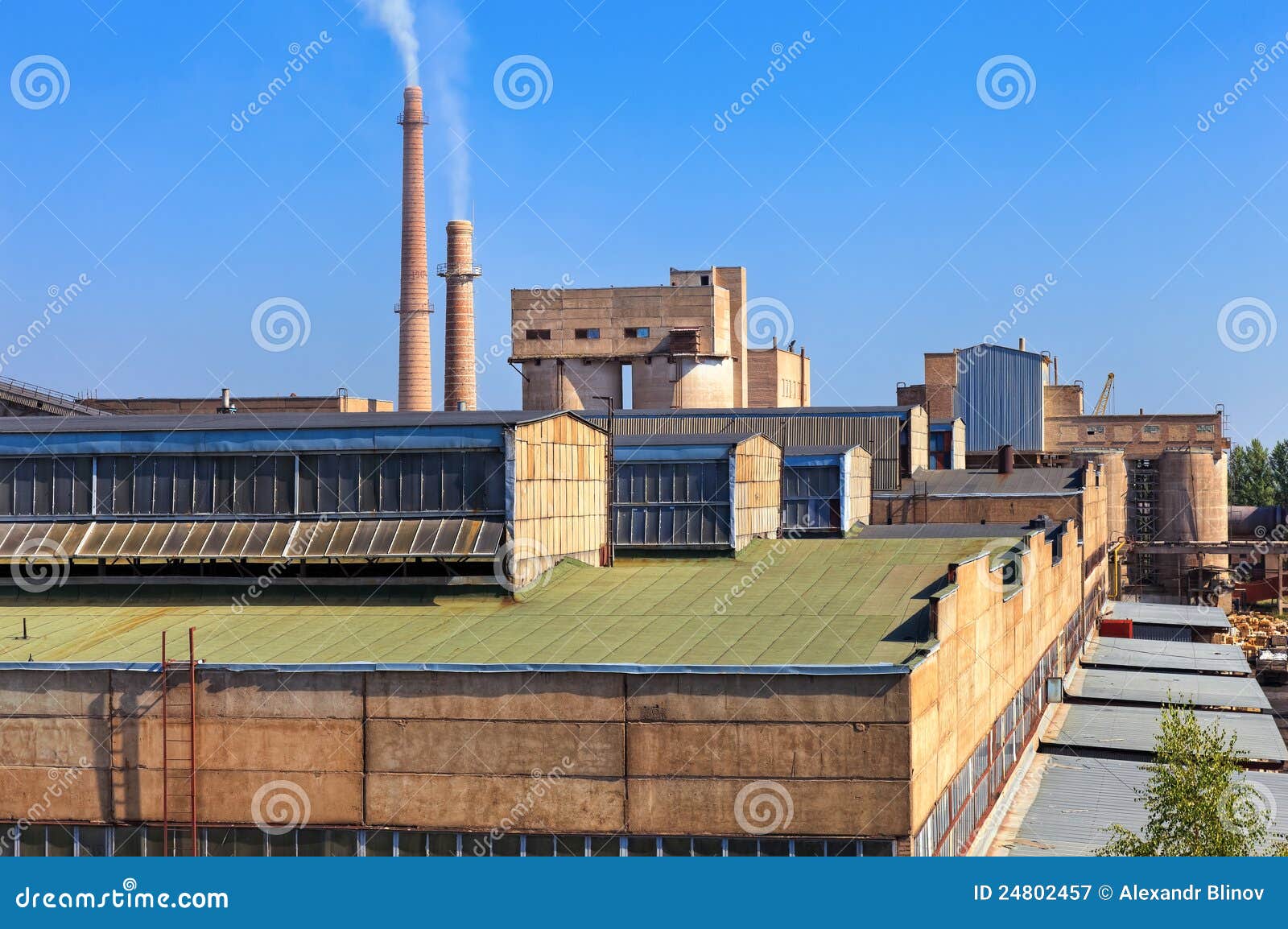 Large Factory with Smoking Chimneys Stock Image - Image of ...