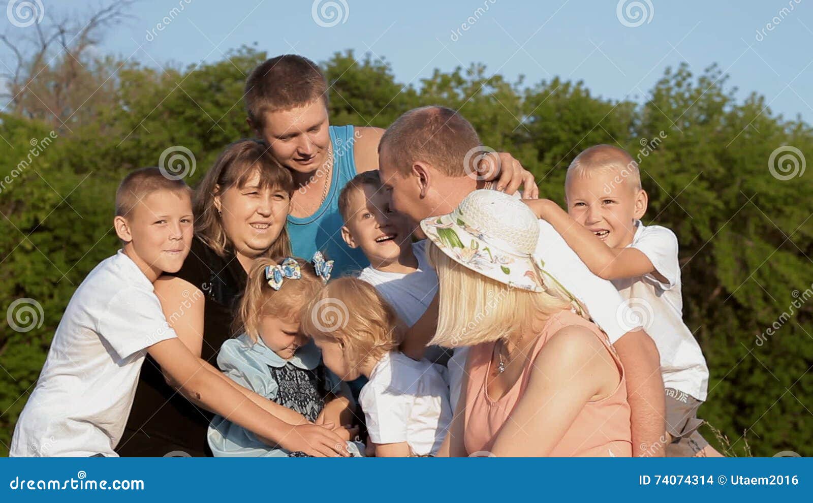 A Large Family with Many Children Stock Footage - Video of girl, casual ...