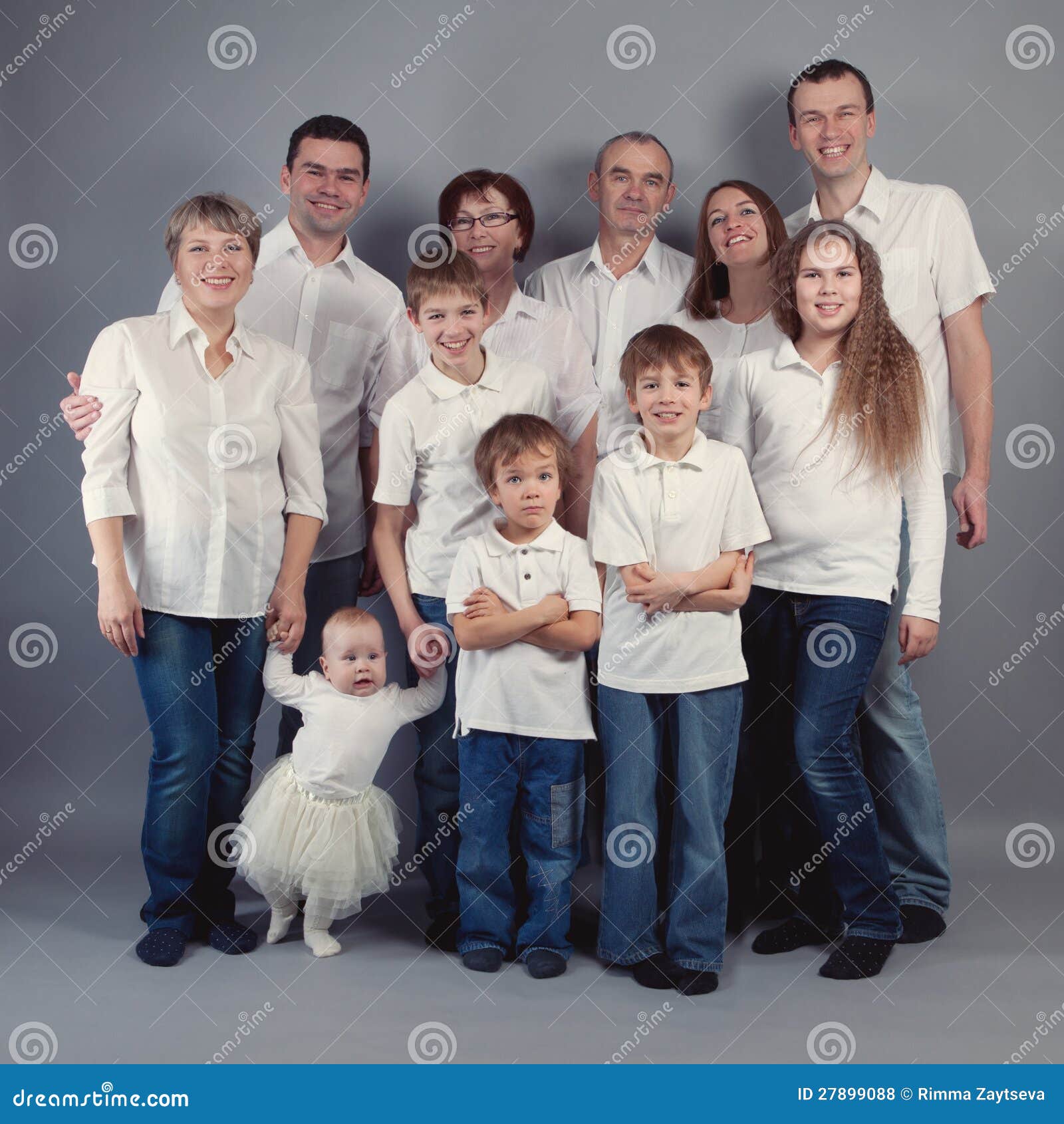 Large Family Portrait, Studio Stock Photo - Image of grey, grandfather ...