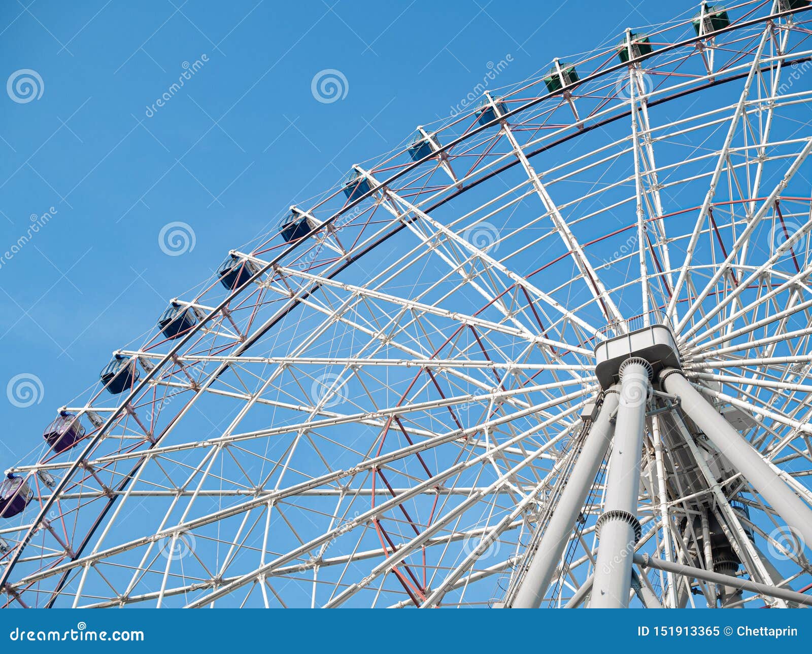 A Large Ferris Wheel with Background of Blue Sky. Stock Image - Image ...