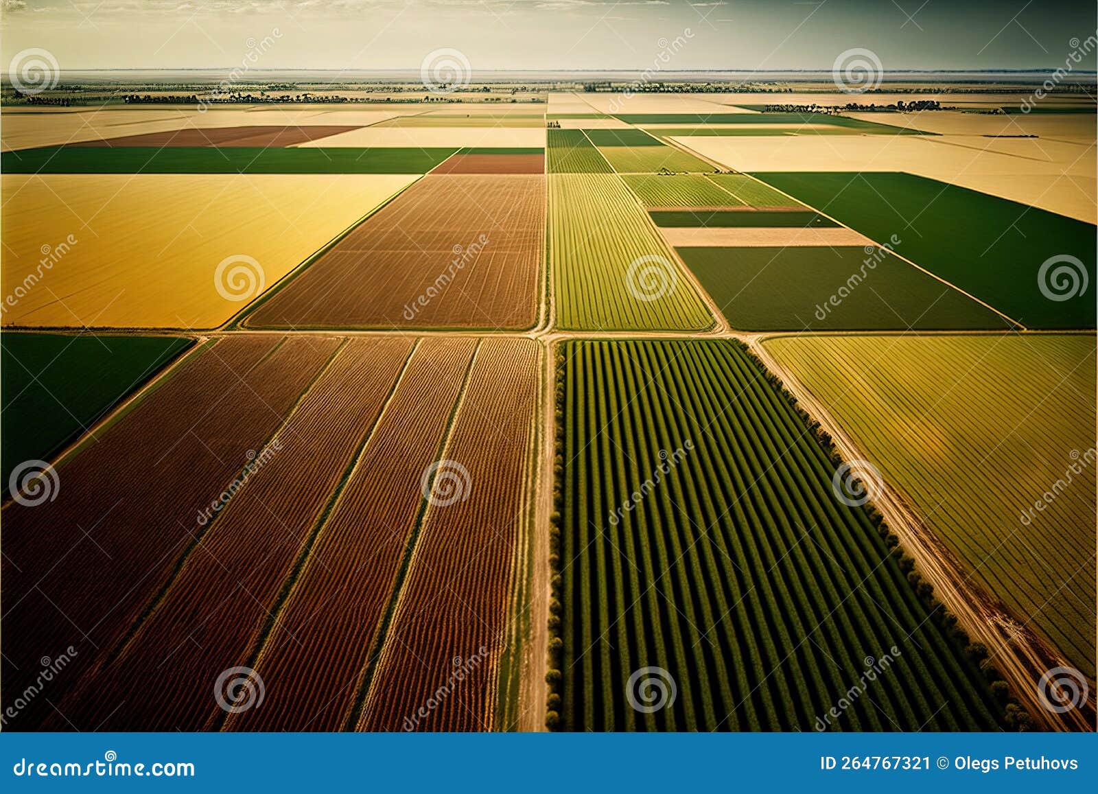 A Large Field of Crops with a Sky Background and a Few Clouds in the ...