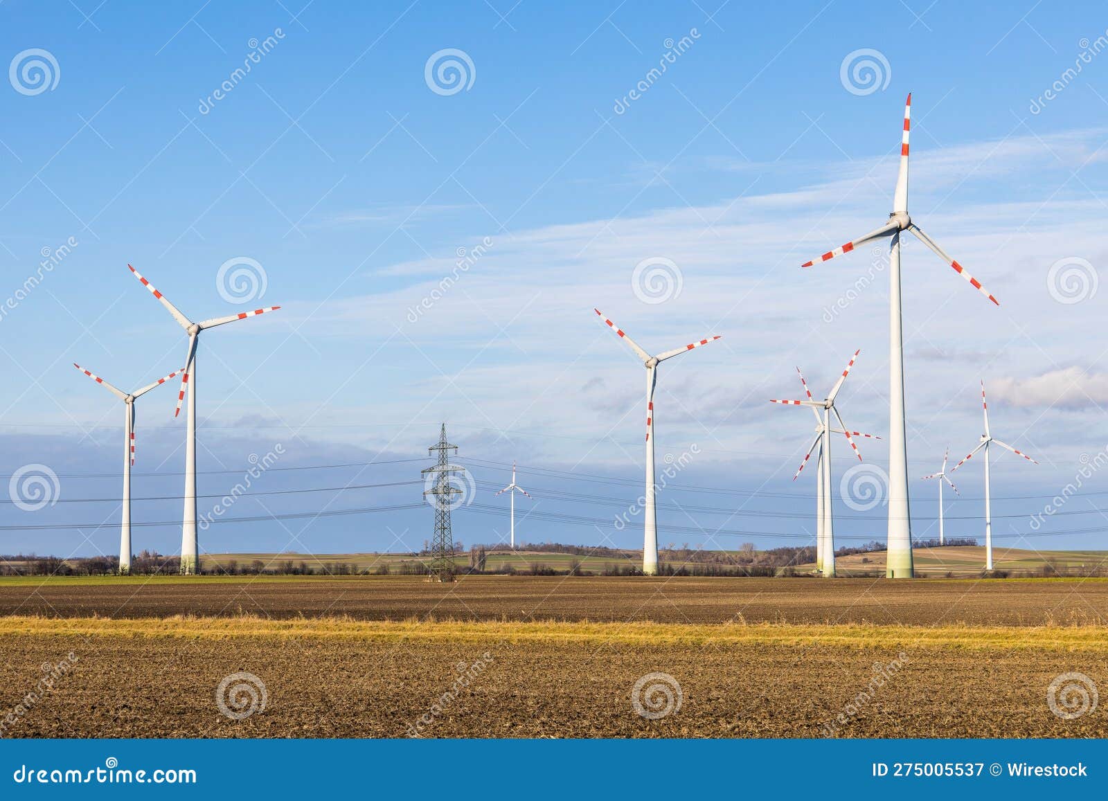 Large Field, Featuring Several Wind Turbines on the Background of the ...