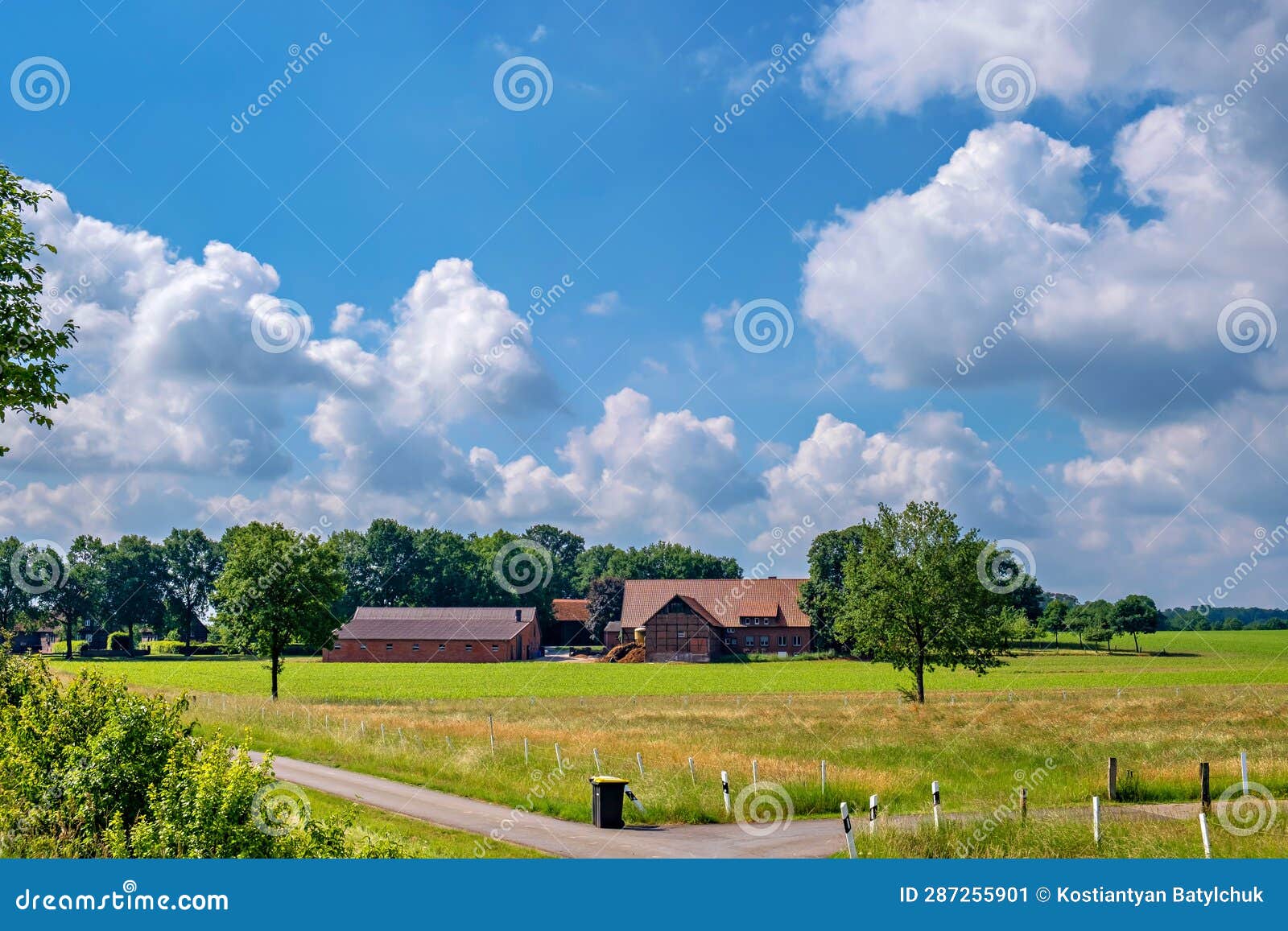 Large Field with House in the Distance in Germany Stock Image - Image ...