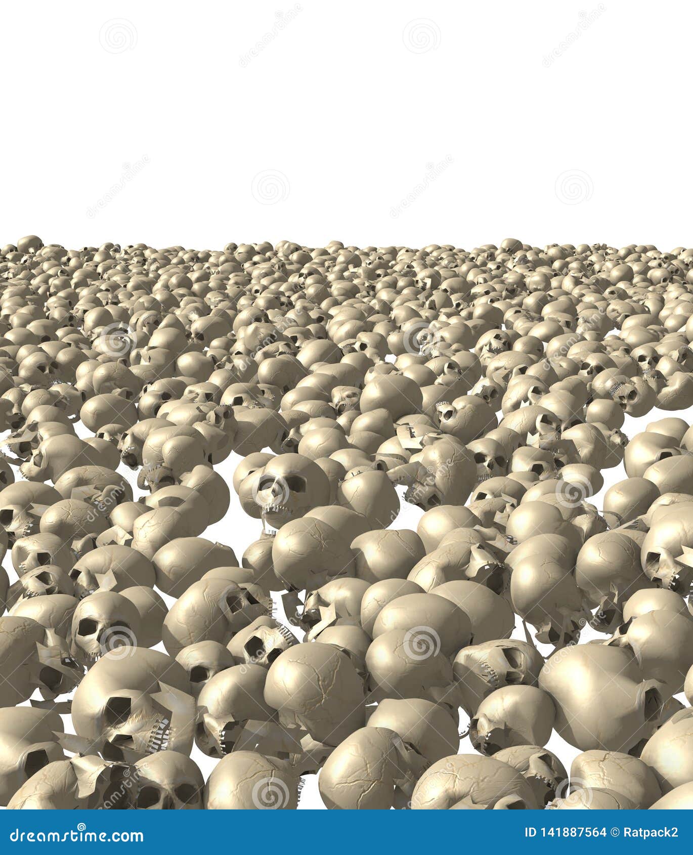 Large Field of Human Skulls and Bones Stock Illustration - Illustration ...