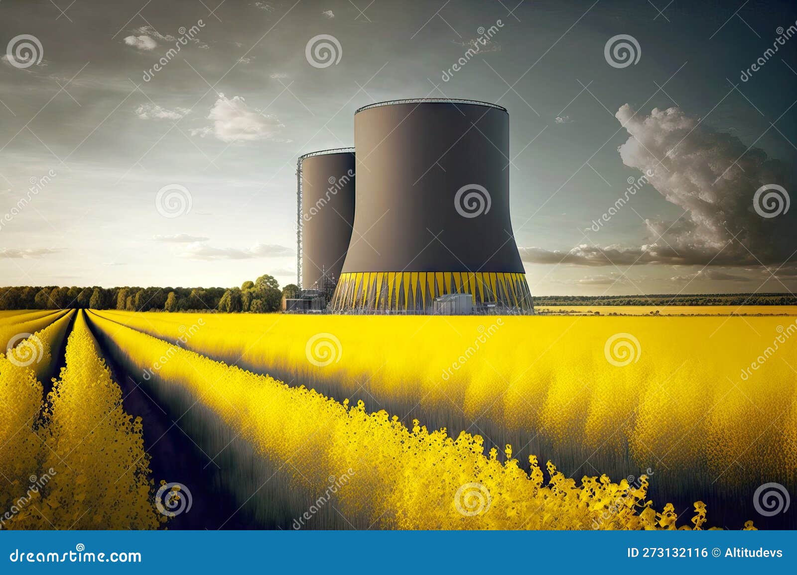 Large Field on Which Pipe from Nuclear Reactor is Located Stock ...