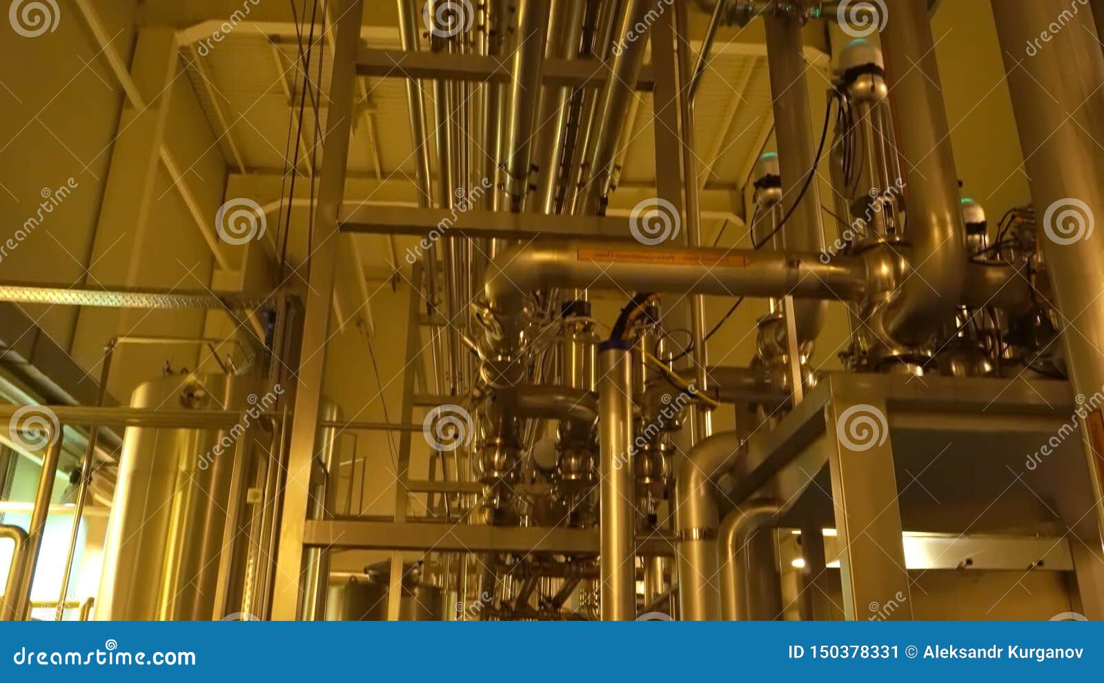 Large Filter System Inside of Plant with Yellow Lighting Stock Video ...