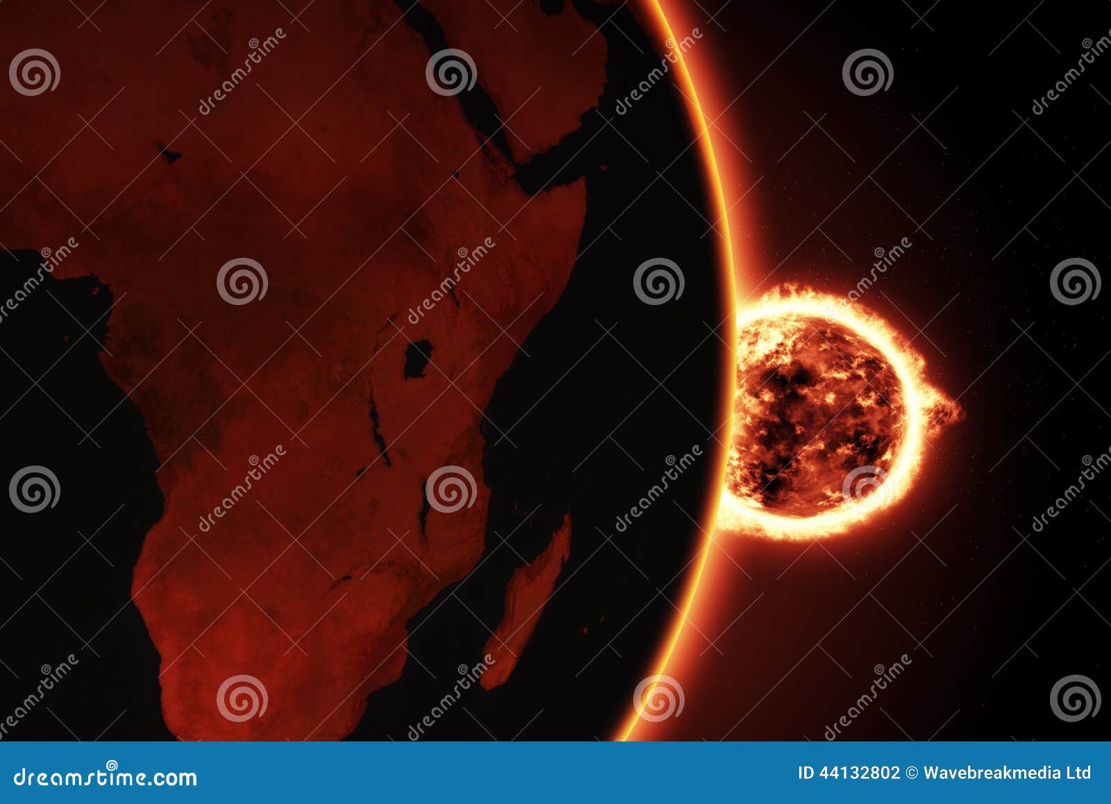 Large Fire Ball of the Sun with Earth Stock Illustration - Illustration ...