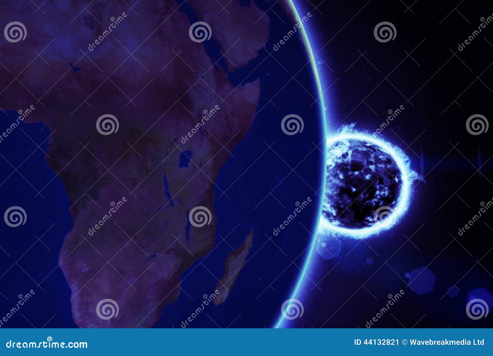 Large Fire Ball of the Sun with Earth Stock Illustration - Illustration ...
