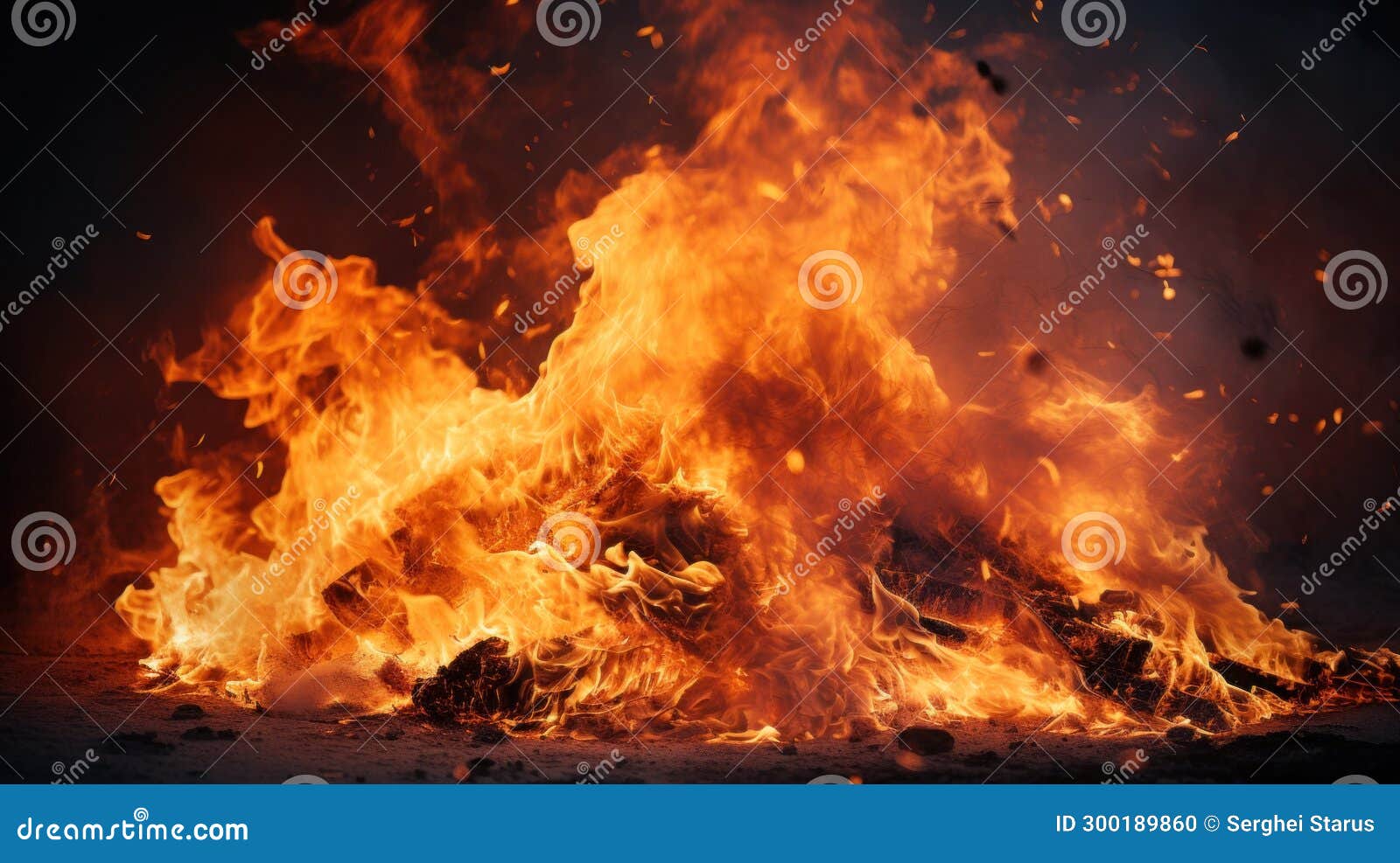 A Large Fire is Burning in the Middle of a Field, AI Stock Photo ...
