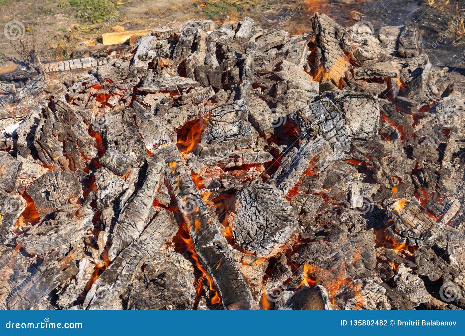A Large Fire Burning in the Open. Stock Photo - Image of light ...