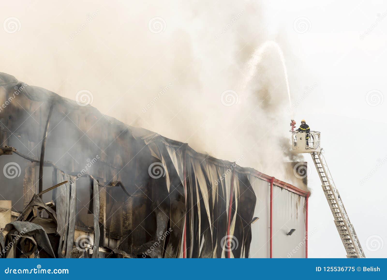 Large Fire Disaster in a Warehouse Stock Image - Image of emergency ...
