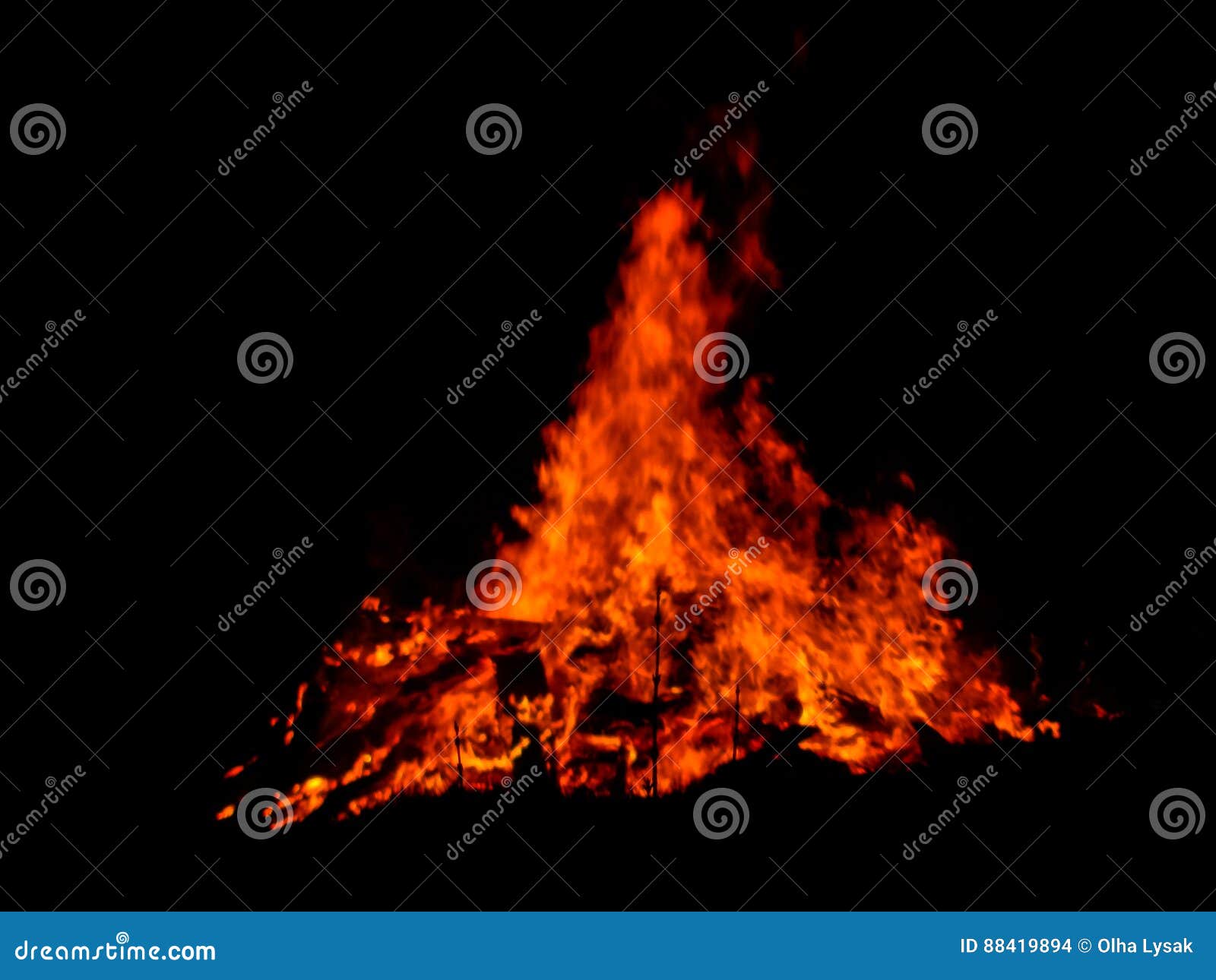 Large Fire Kindled in the Night Stock Photo - Image of night, wood ...