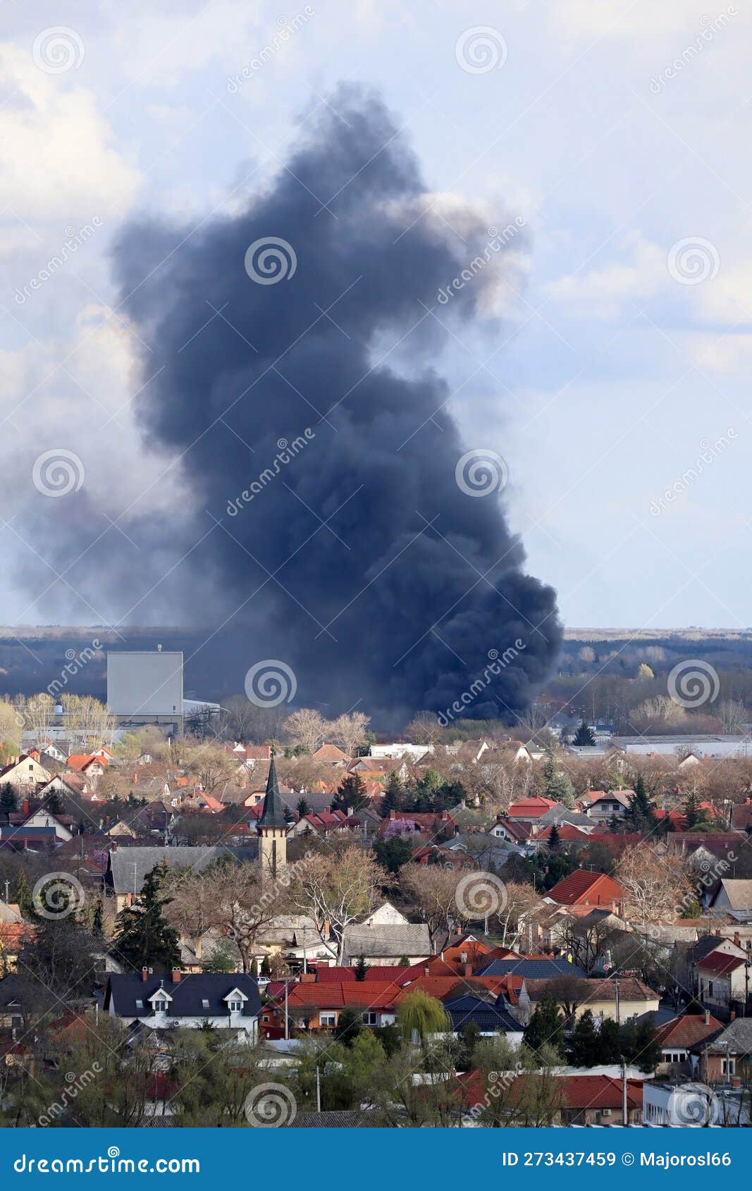 Large Fire and Smoke Over the City Stock Image - Image of catastrophe ...