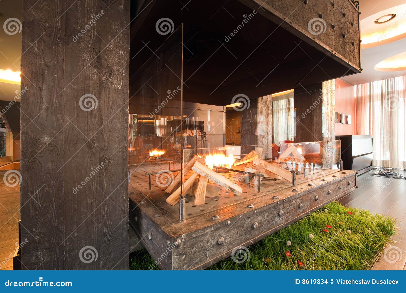Large fireplace stock photo. Image of fire, taupe, fireplace - 8619834