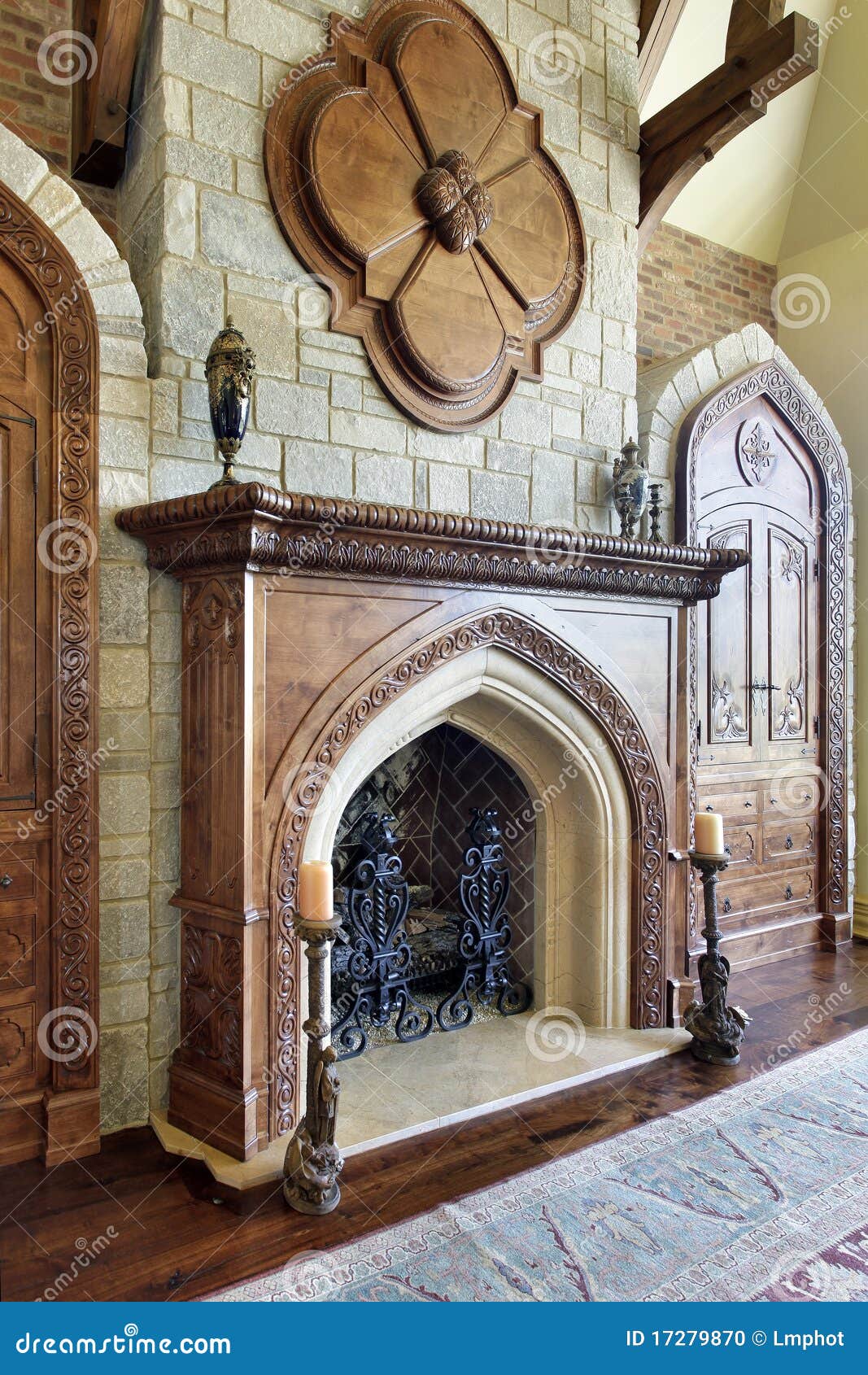 Large Fireplace in Family Room Stock Photo - Image of design, modern ...