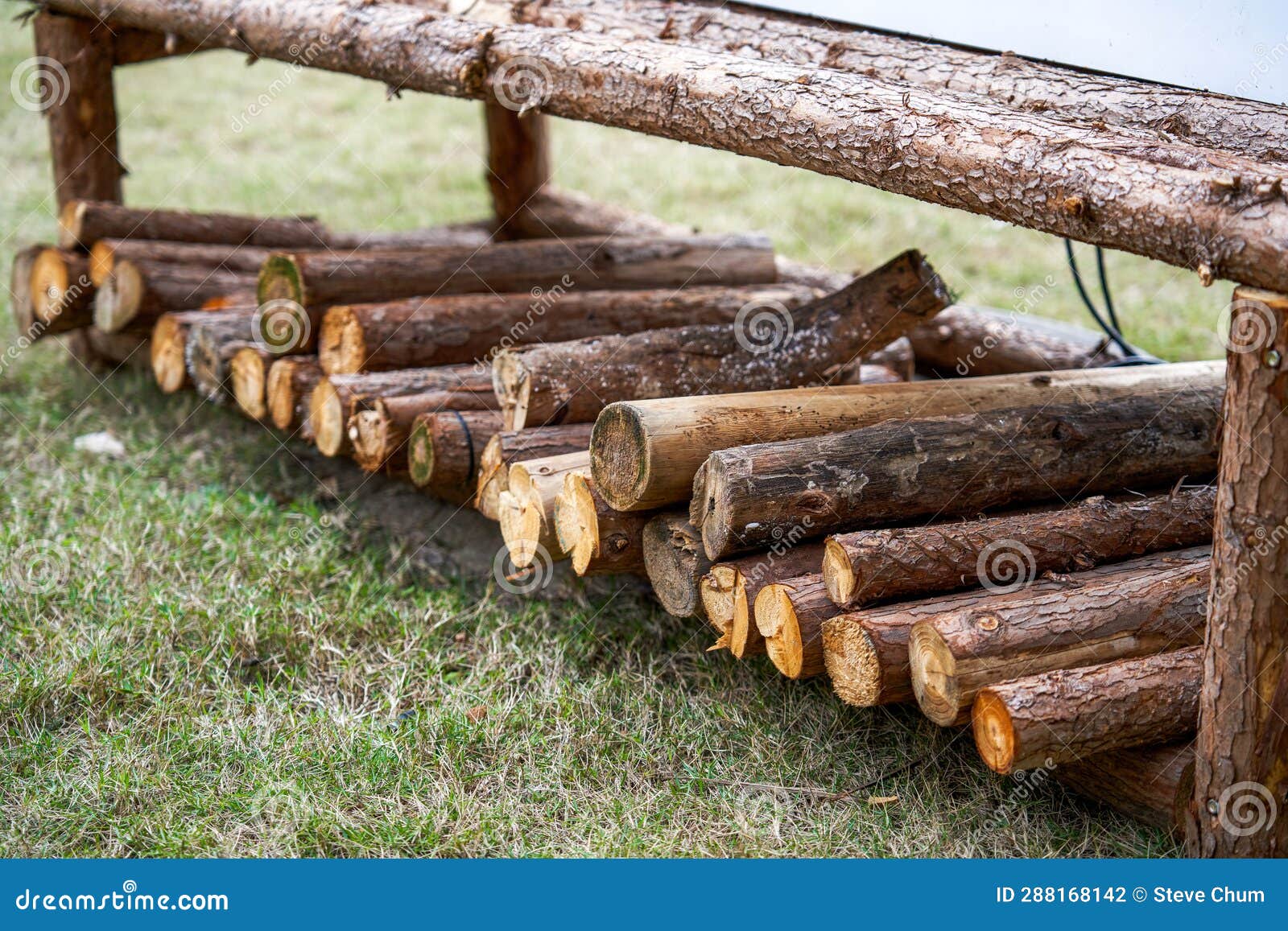 A Large Firewood Campfire Built for Outdoor Camping Stock Photo - Image ...