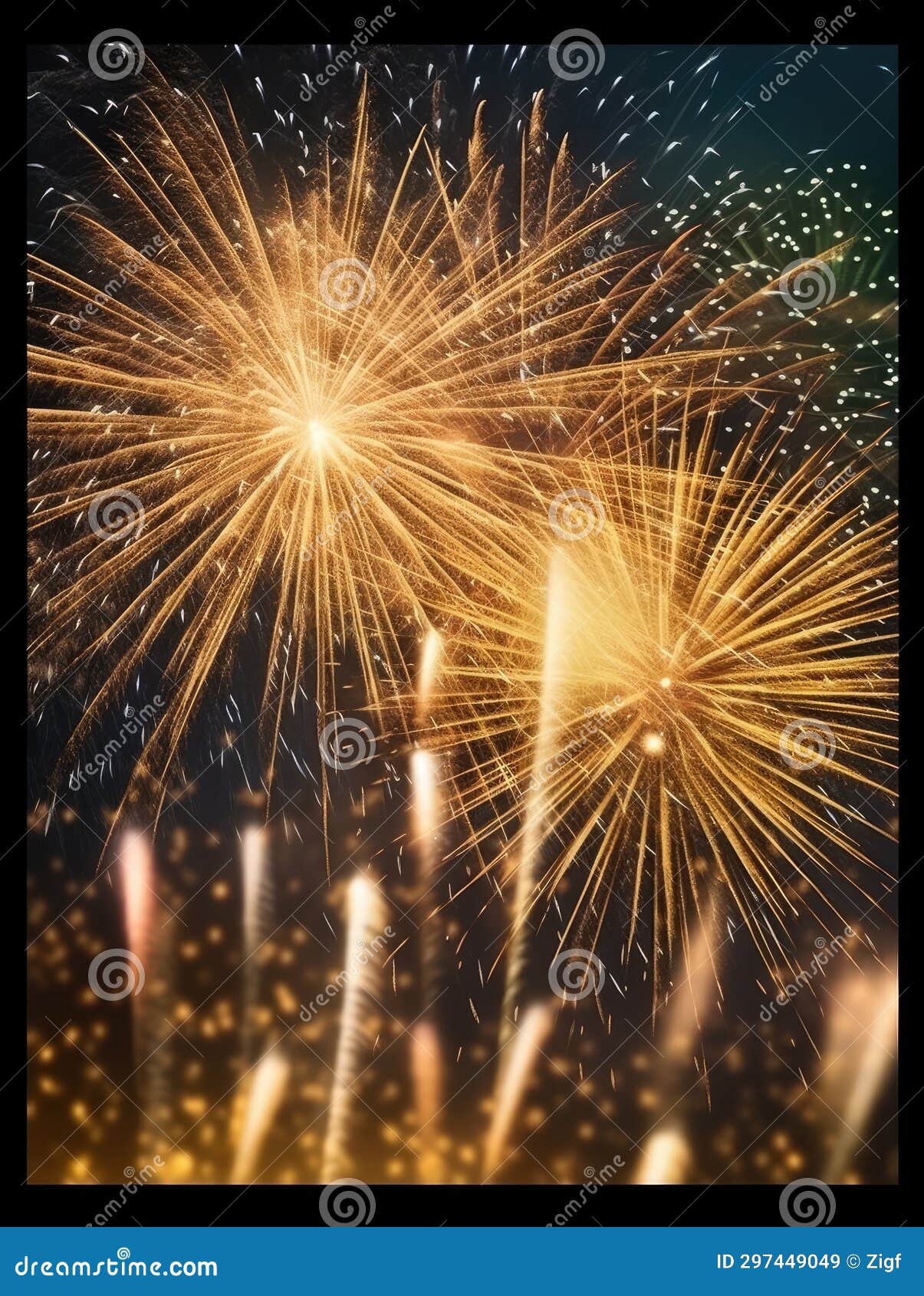 Large Firework Display in Night Sky, with Multiple Fireworks Exploding ...