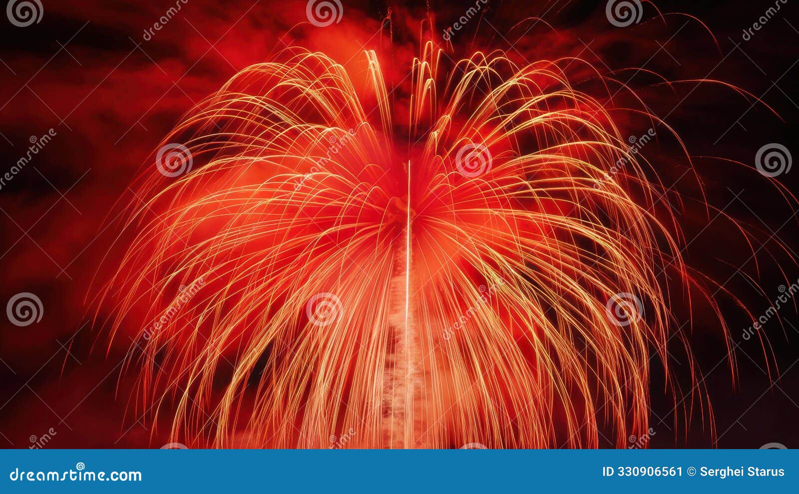 A Large Firework is Exploding in the Sky with a Red and White Smoke ...