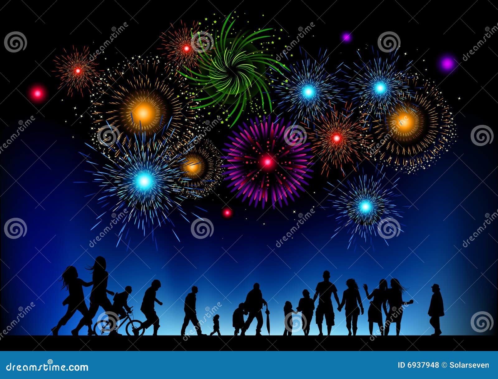 Large Fireworks Party stock illustration. Illustration of christmas ...