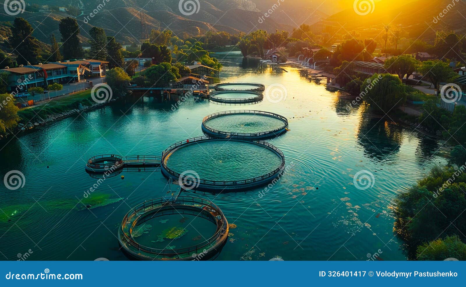 A Large Fish Farm with Many Ponds and Water Stock Image - Image of ...