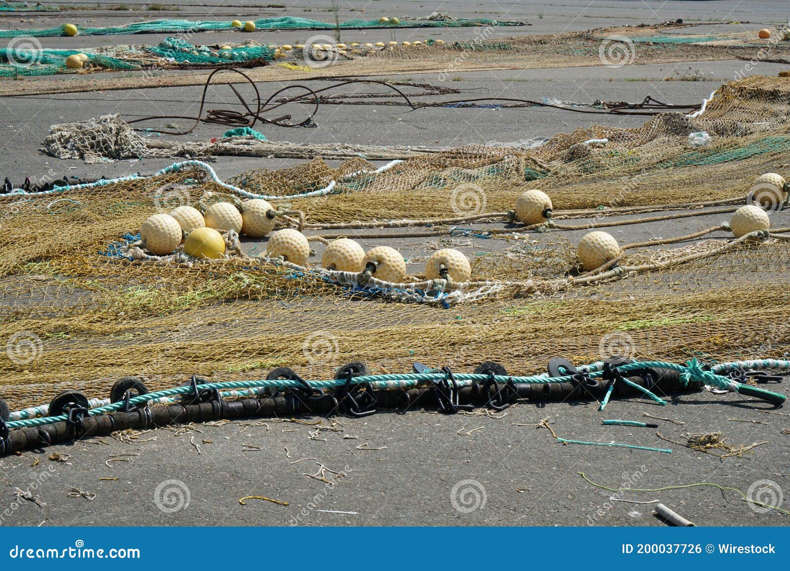 Large Fishing Net Laid on the Ground Stock Photo - Image of lying ...