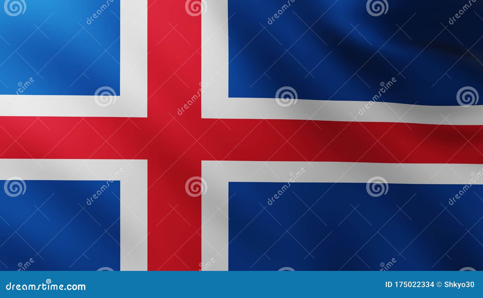 Large Flag of Iceland Fullscreen Background in the Wind Stock ...