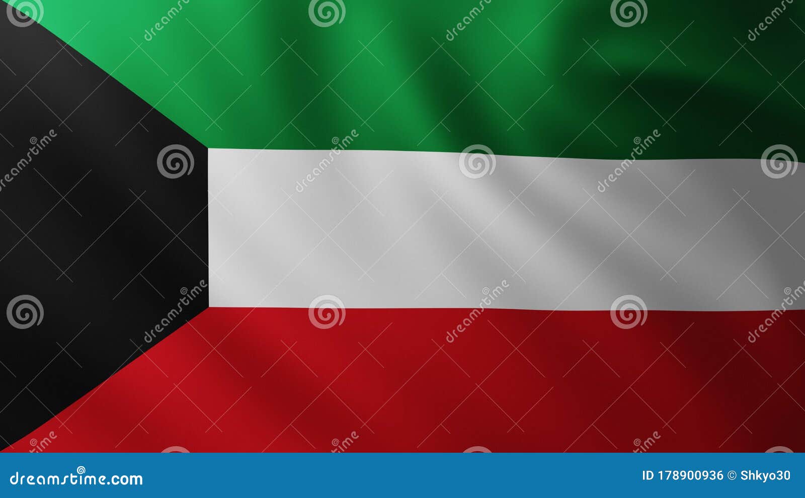 Large Flag of Kuwait Fullscreen Background in the Wind Stock ...