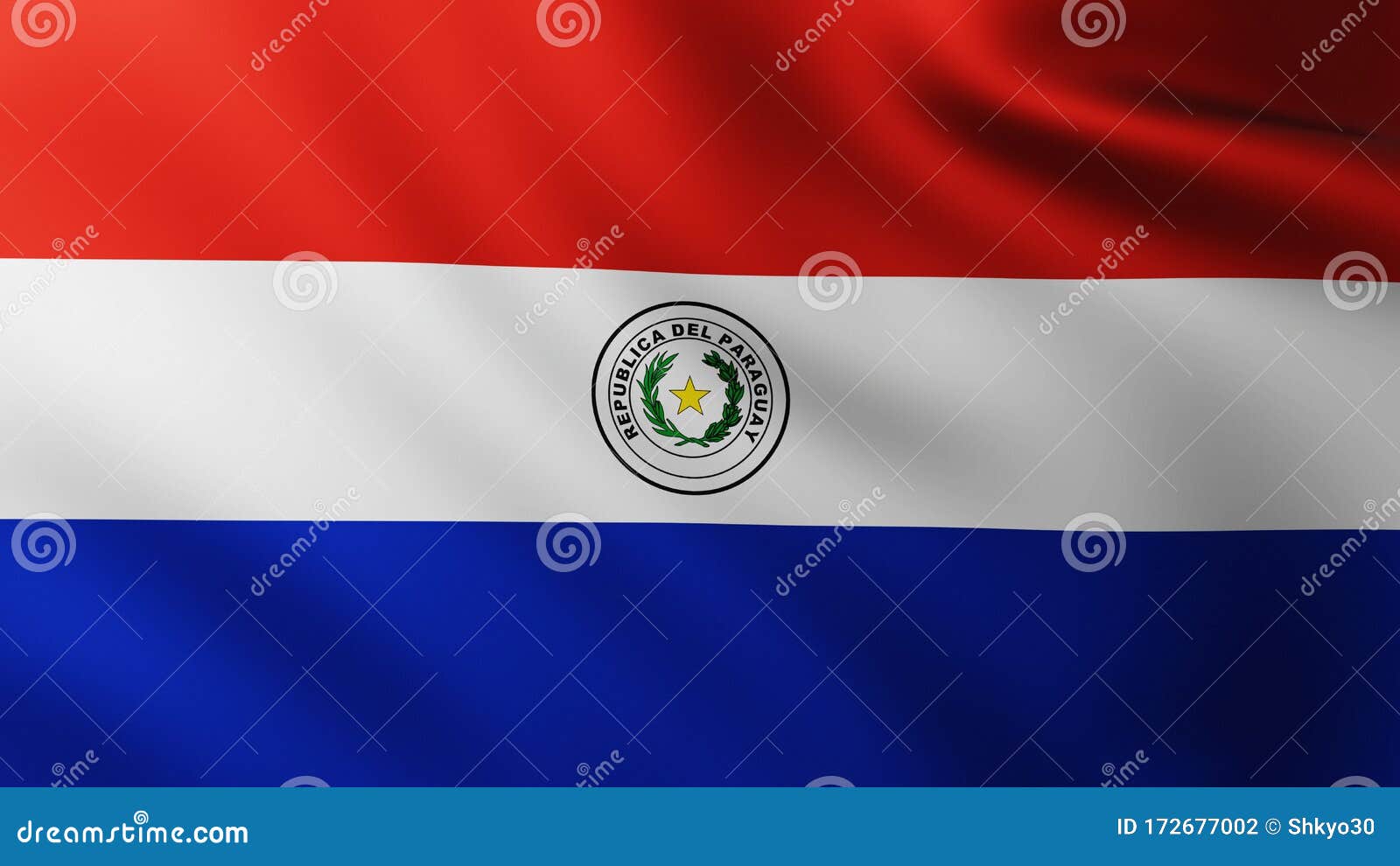 Large Flag of Paraguay Fullscreen Background in the Wind Stock ...
