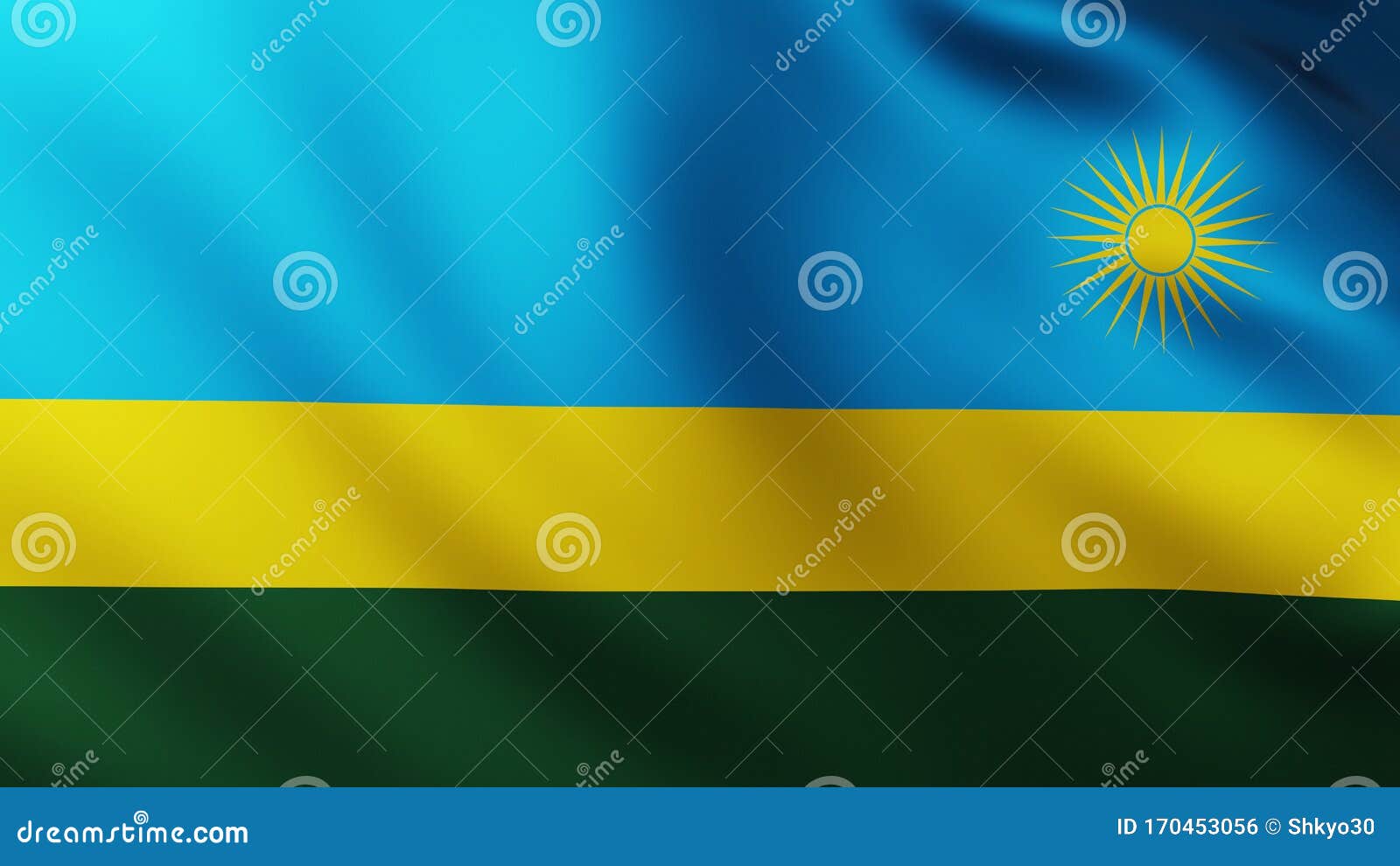 Large Flag of Rwanda Background in the Wind Stock Illustration ...
