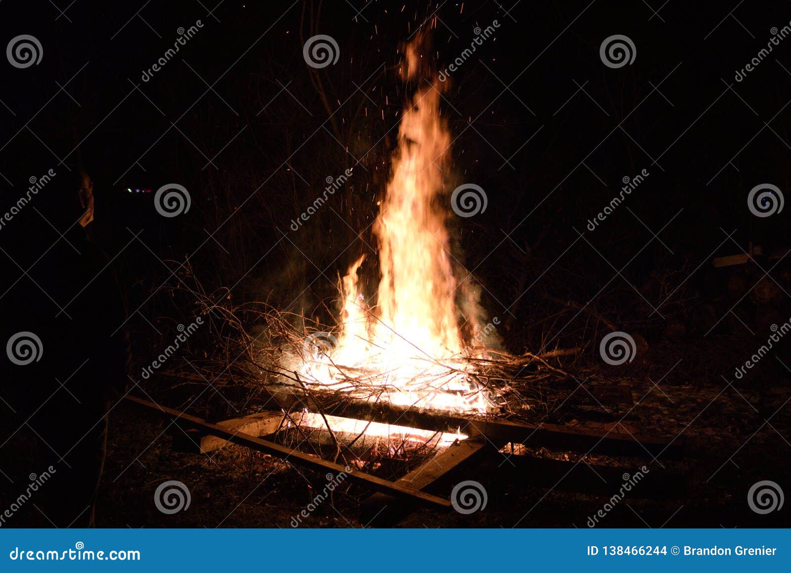 Large Flame Bonfire Black Background Stock Photo - Image of heat ...