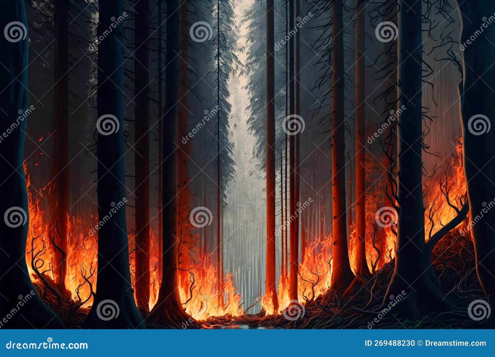 Large Flames of Forest Fire Accident. Neural Network Generated Art ...