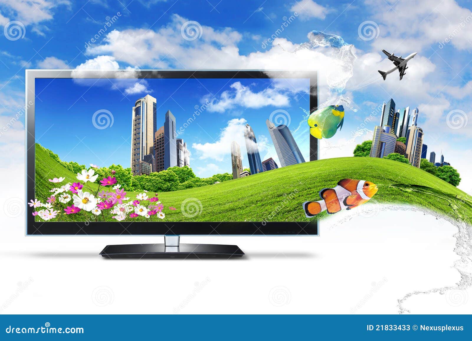 Large Flat Screen with Nature Images Stock Image - Image of landscape ...