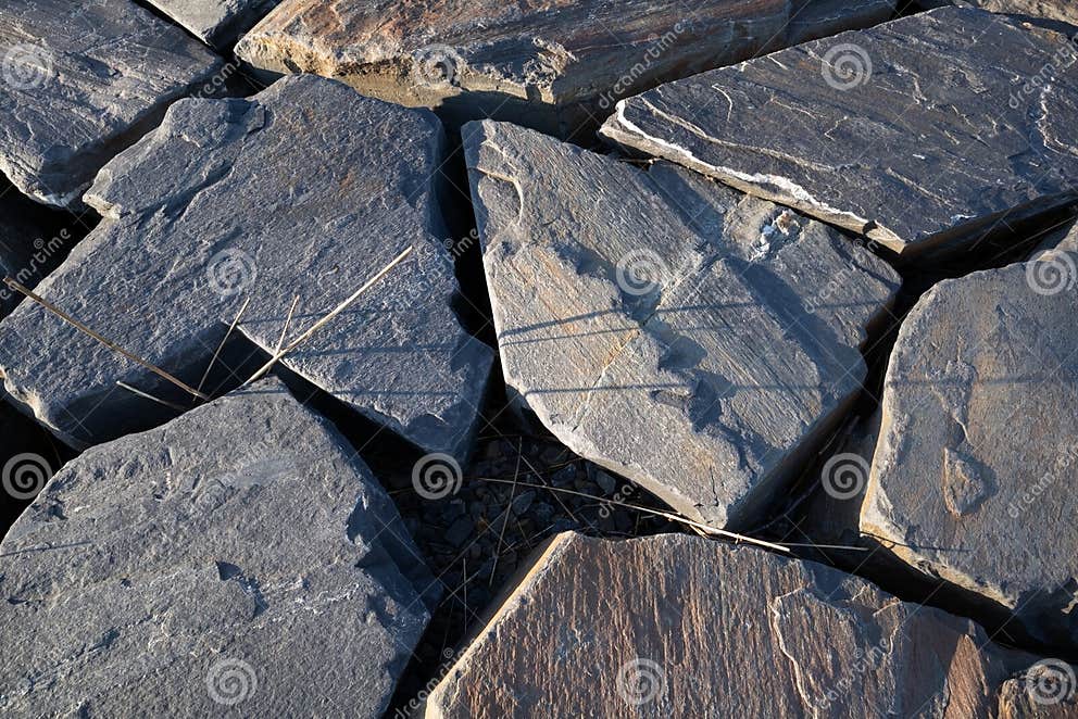 Large Flat Stones on Ground, Background Texture Stock Image - Image of ...