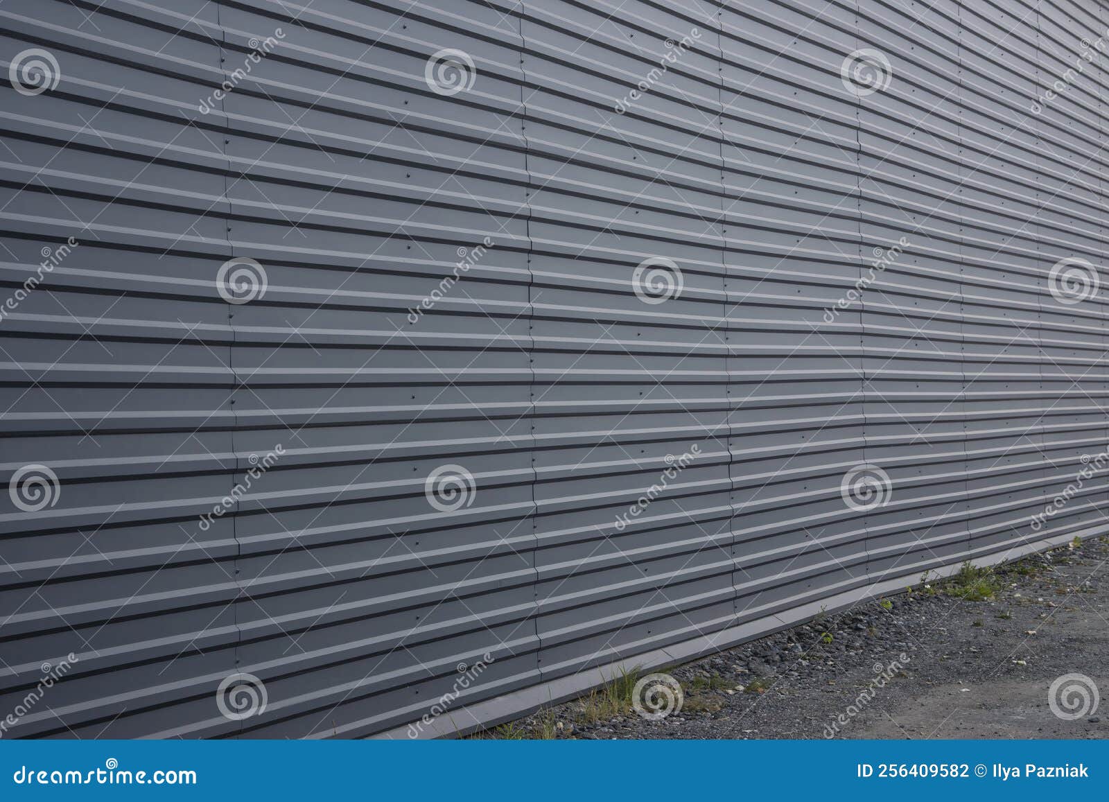 Large Flat Wall Sheathed with Gray Metal Roof Sheets Stock Photo ...