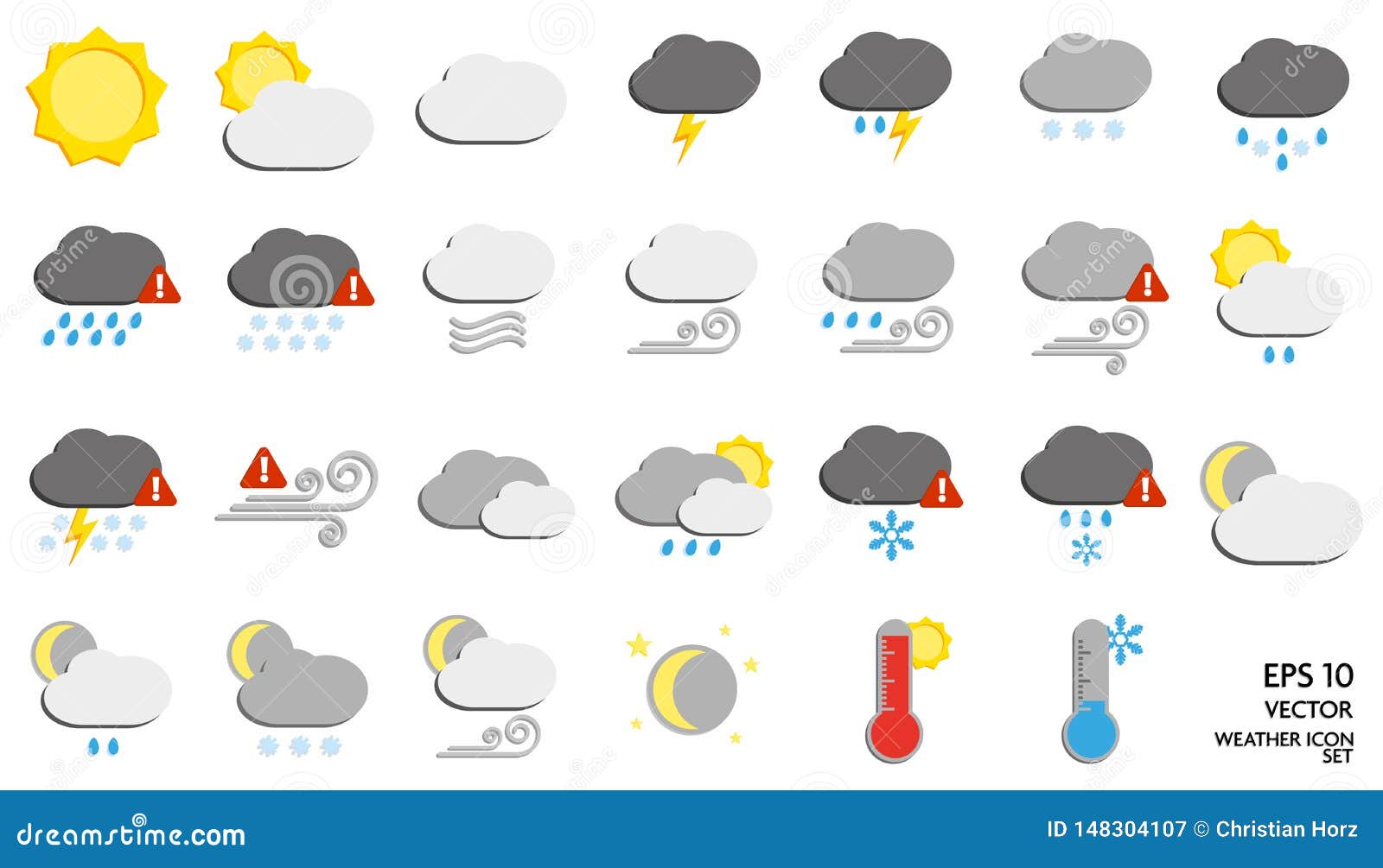 Large Flat Weather Icon Set Vector Illustration Stock Vector ...