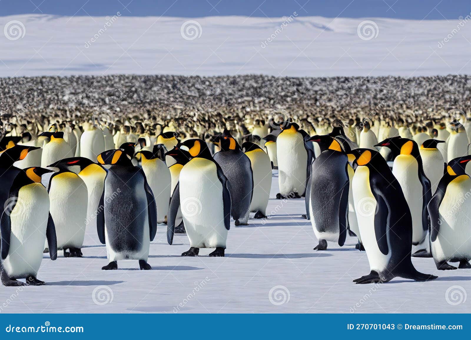 Large Flock of Emperor Penguins Crowded on Huge Ice Floe in Arctic ...