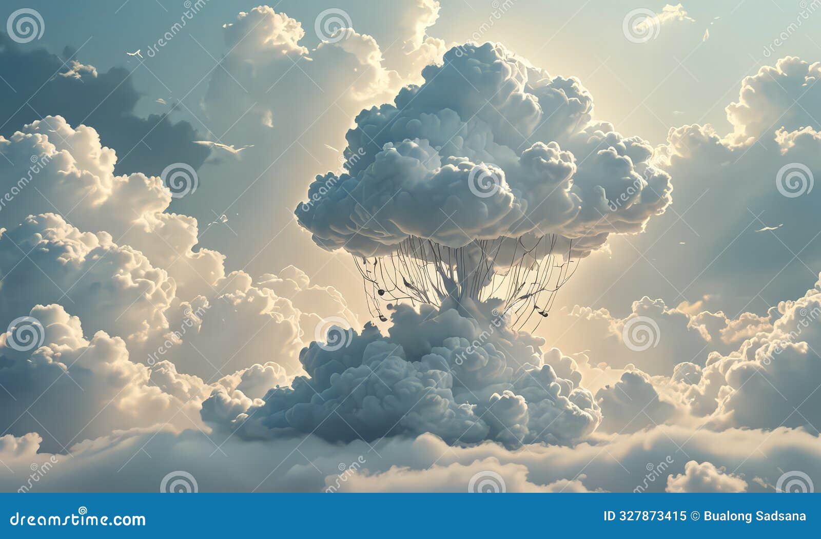 Large, Fluffy Cloud Formation in the Sky, with Small Explosion or Burst ...
