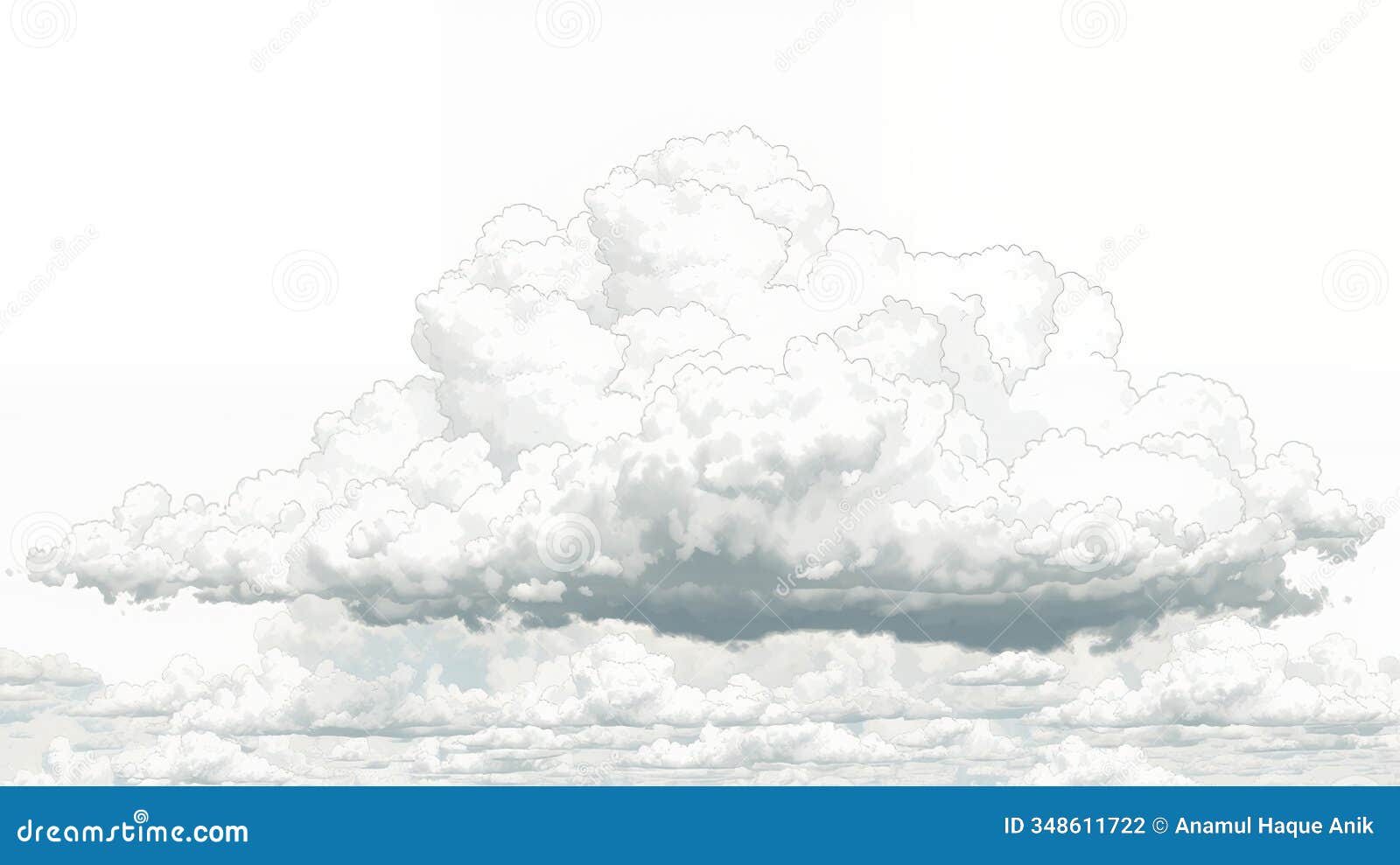 Large Fluffy White Clouds Fill the Sky Stock Illustration ...