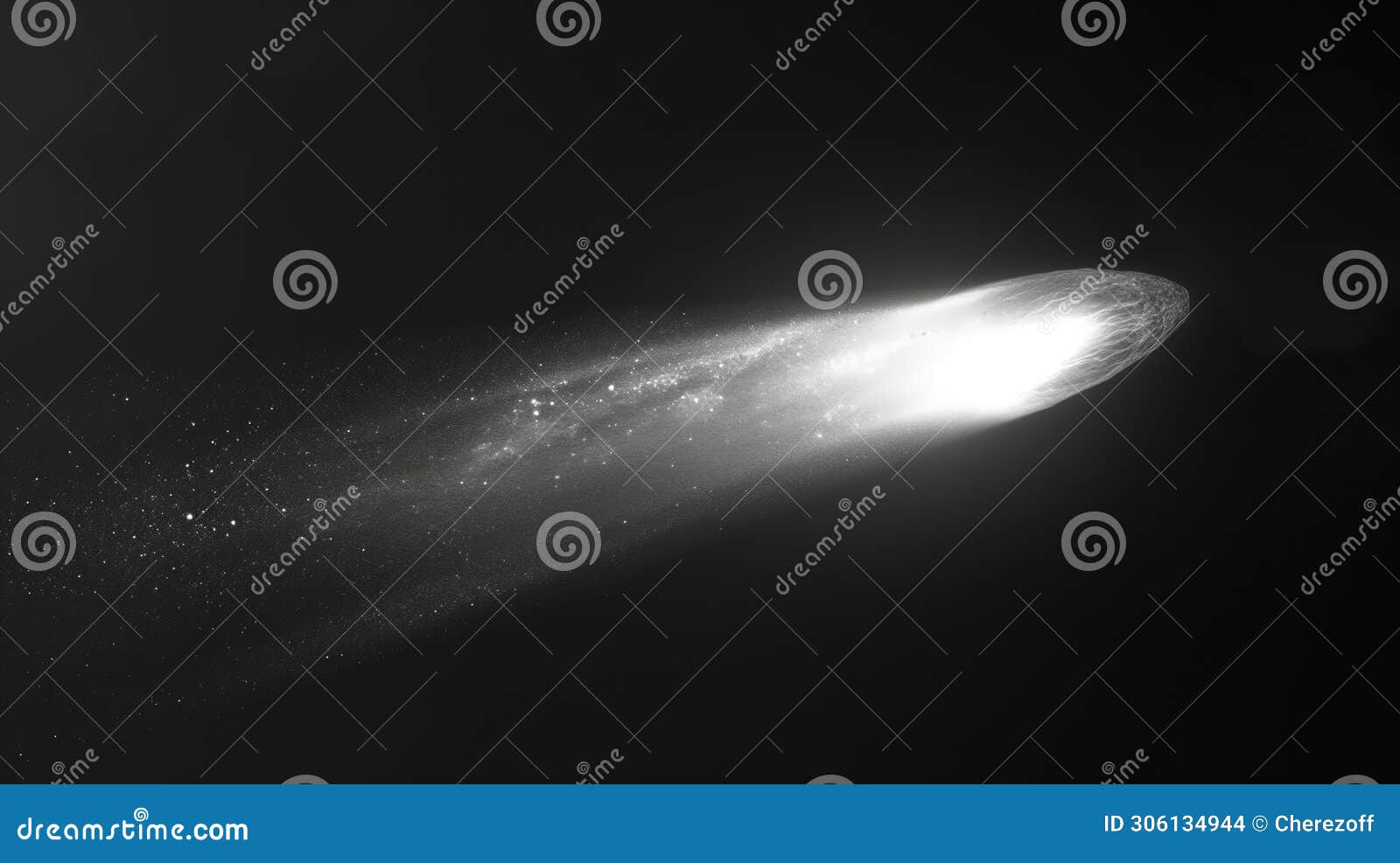 Large Flying Comet Isolated Stock Photo - Image of flying, night: 306134944