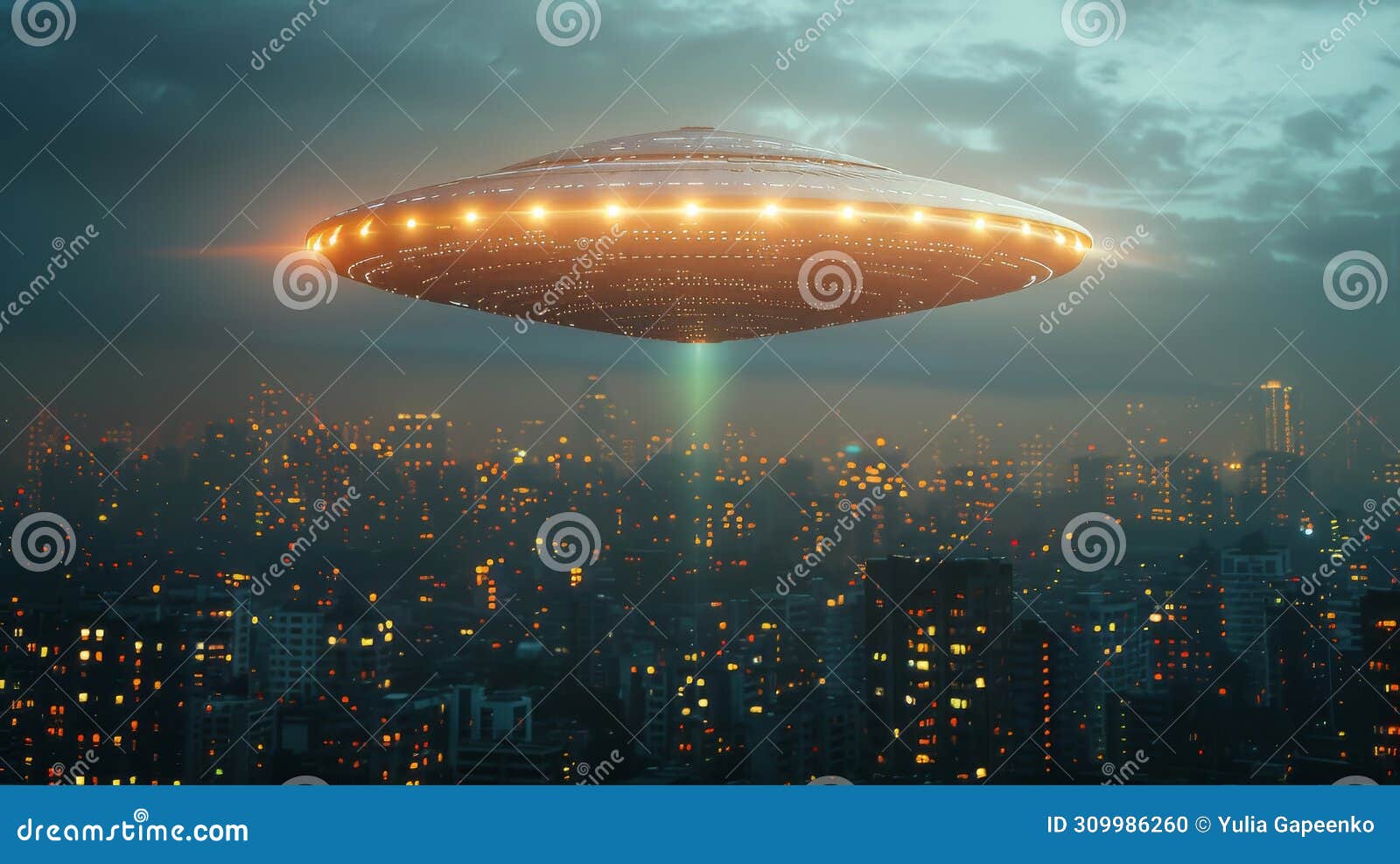 Large Flying Object in Urban Setting Stock Photo - Image of hovering ...