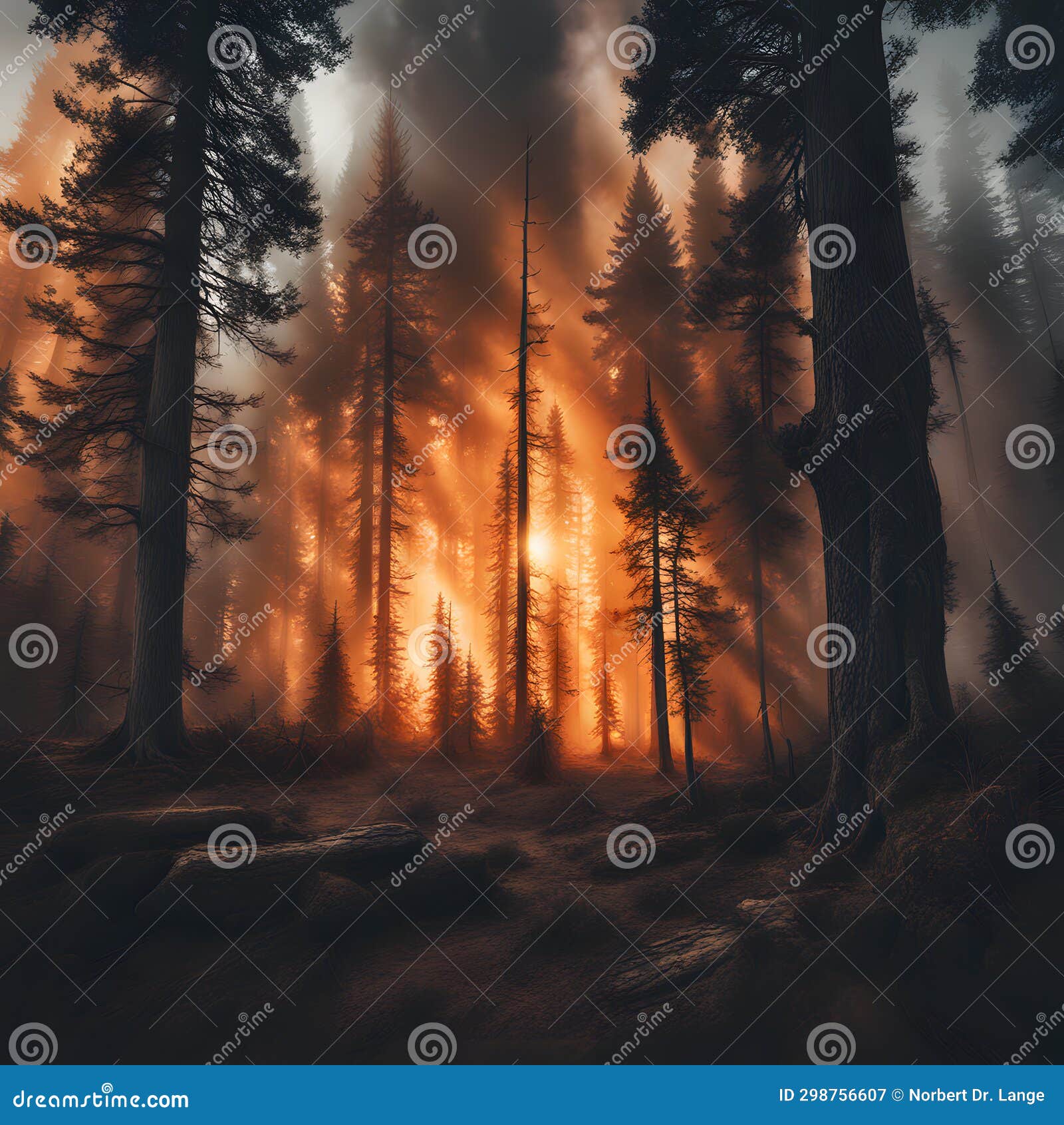 Large Forest Fire, AI-generatet Stock Image - Image of annihilate ...