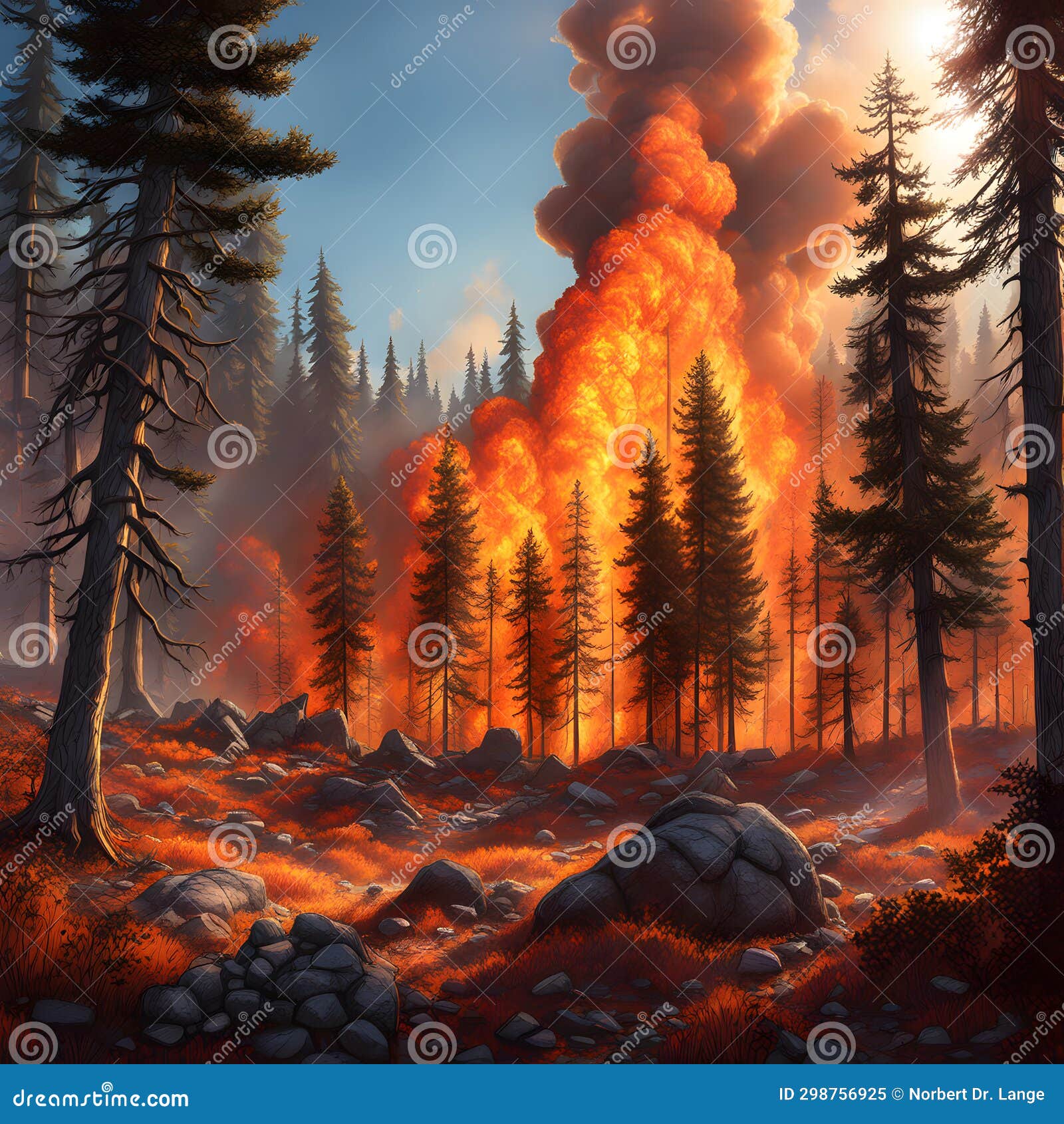 Large Forest Fire, AI-generatet Stock Image - Image of greedy, consume ...