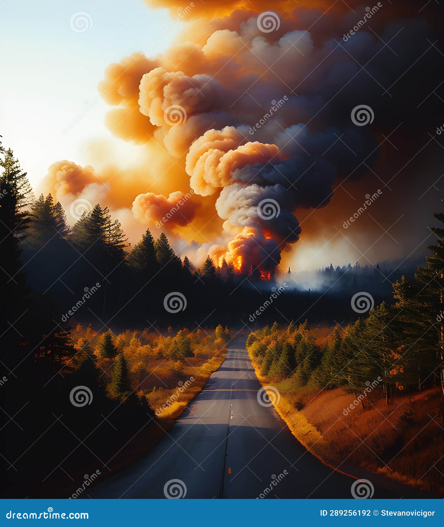 Large Forest Fire in Summer, Generative Ai Stock Illustration ...