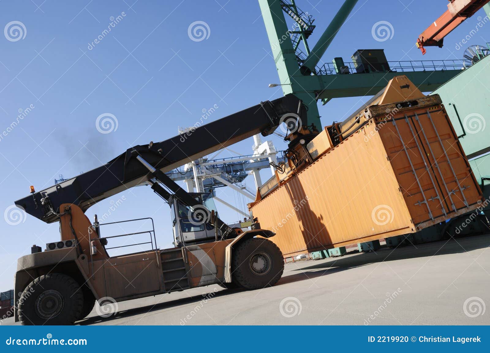 Large Forklift-truck in Port Stock Photo - Image of container, forklift ...