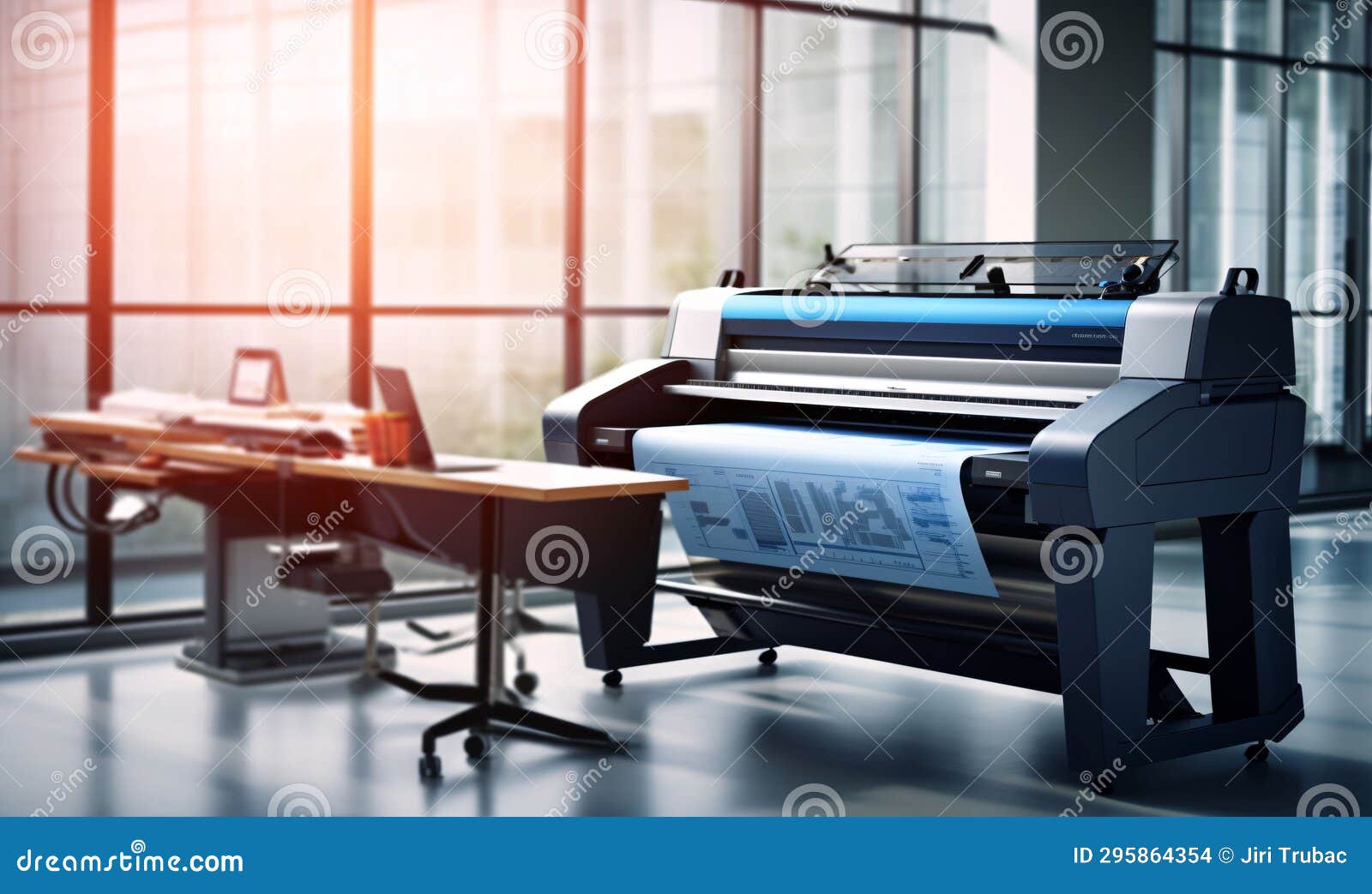 Large Format Color Printing Plotter in Operation. Stock Illustration ...