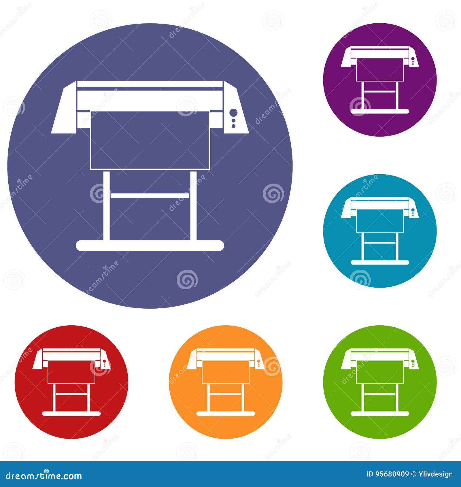 Large Format Inkjet Printer Icons Set Stock Vector - Illustration of ...