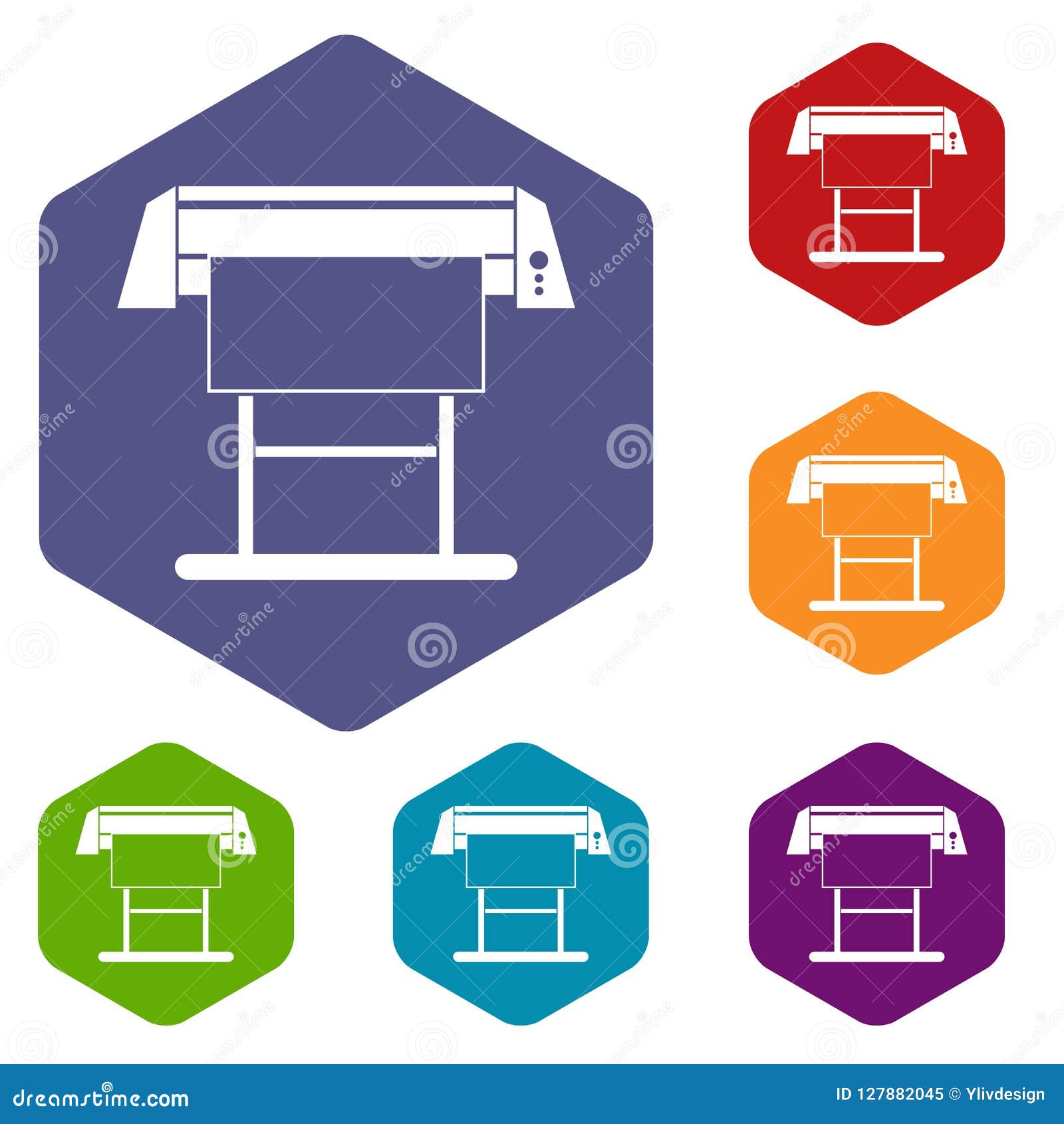 Large Format Inkjet Printer Icons Set Stock Vector - Illustration of ...