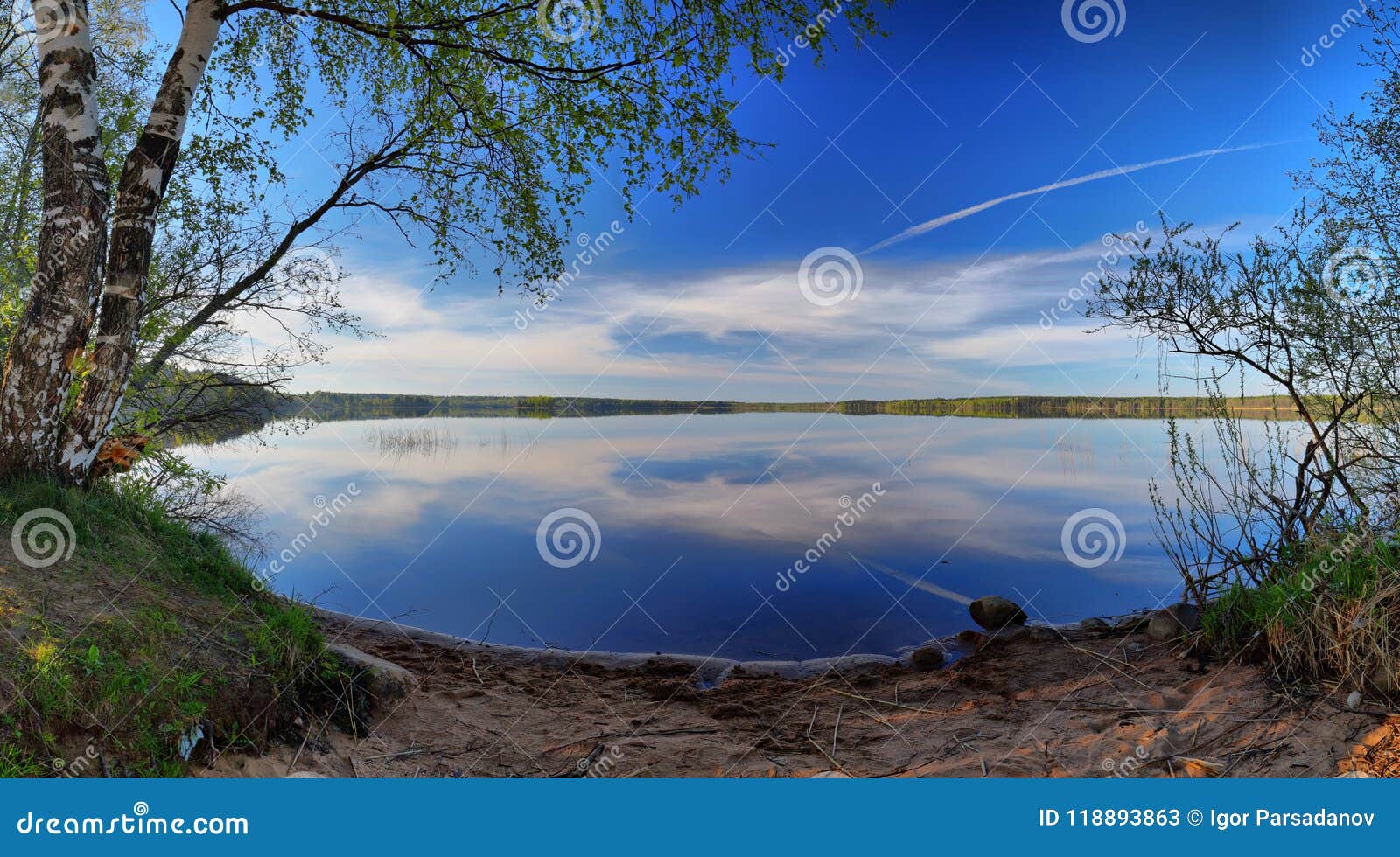 Wide-angle View of the Lake Stock Image - Image of clouds, expanse ...