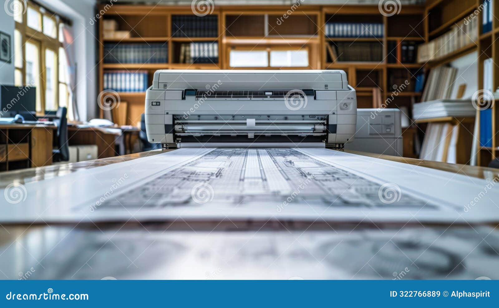 Large Format Printer is Printing Architectural Plans on a Roll of Paper ...